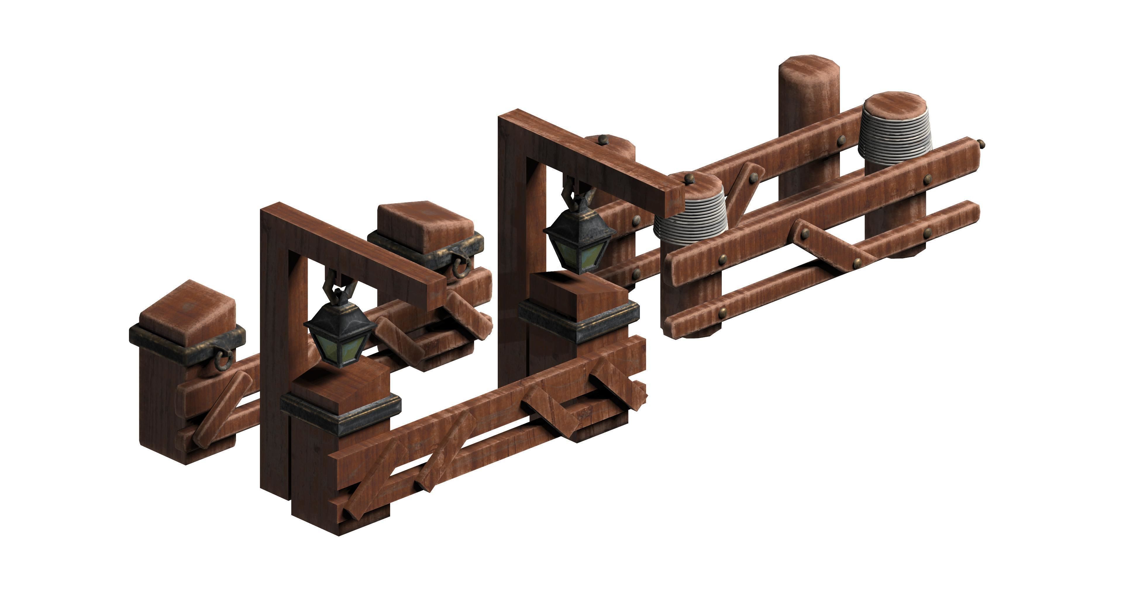 3D model 20 low poly fence set VR / AR / low-poly | CGTrader