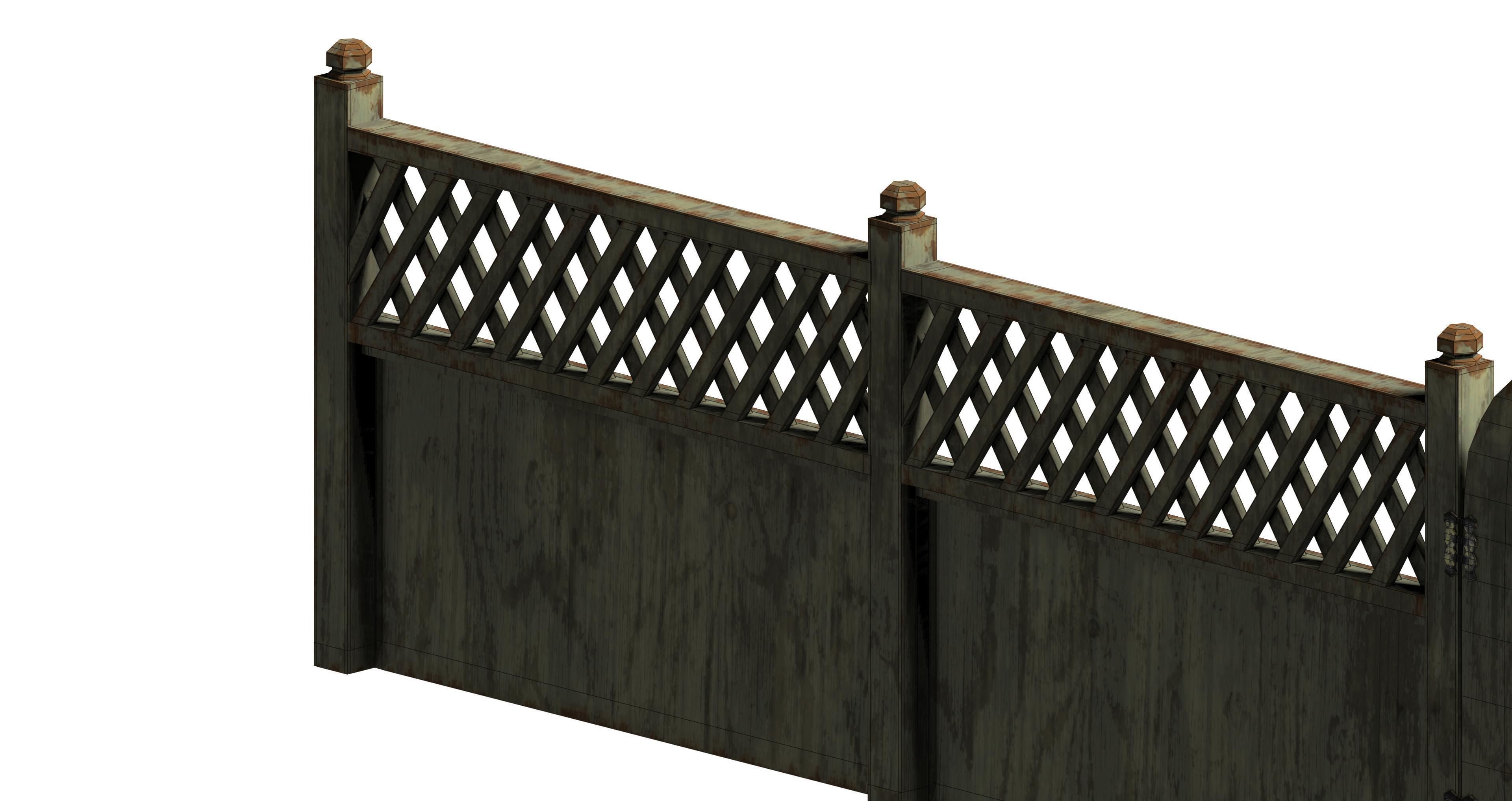 3D model Wooden lattice fence panel set VR / AR / low-poly | CGTrader