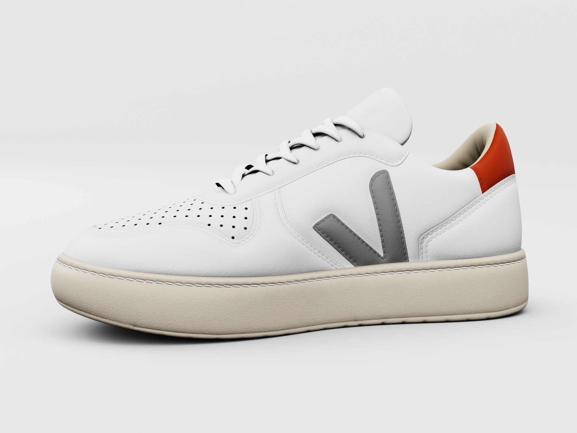 3D model Casual Sneaker Leather Veja Style - White Khaki Grey VR / AR ...