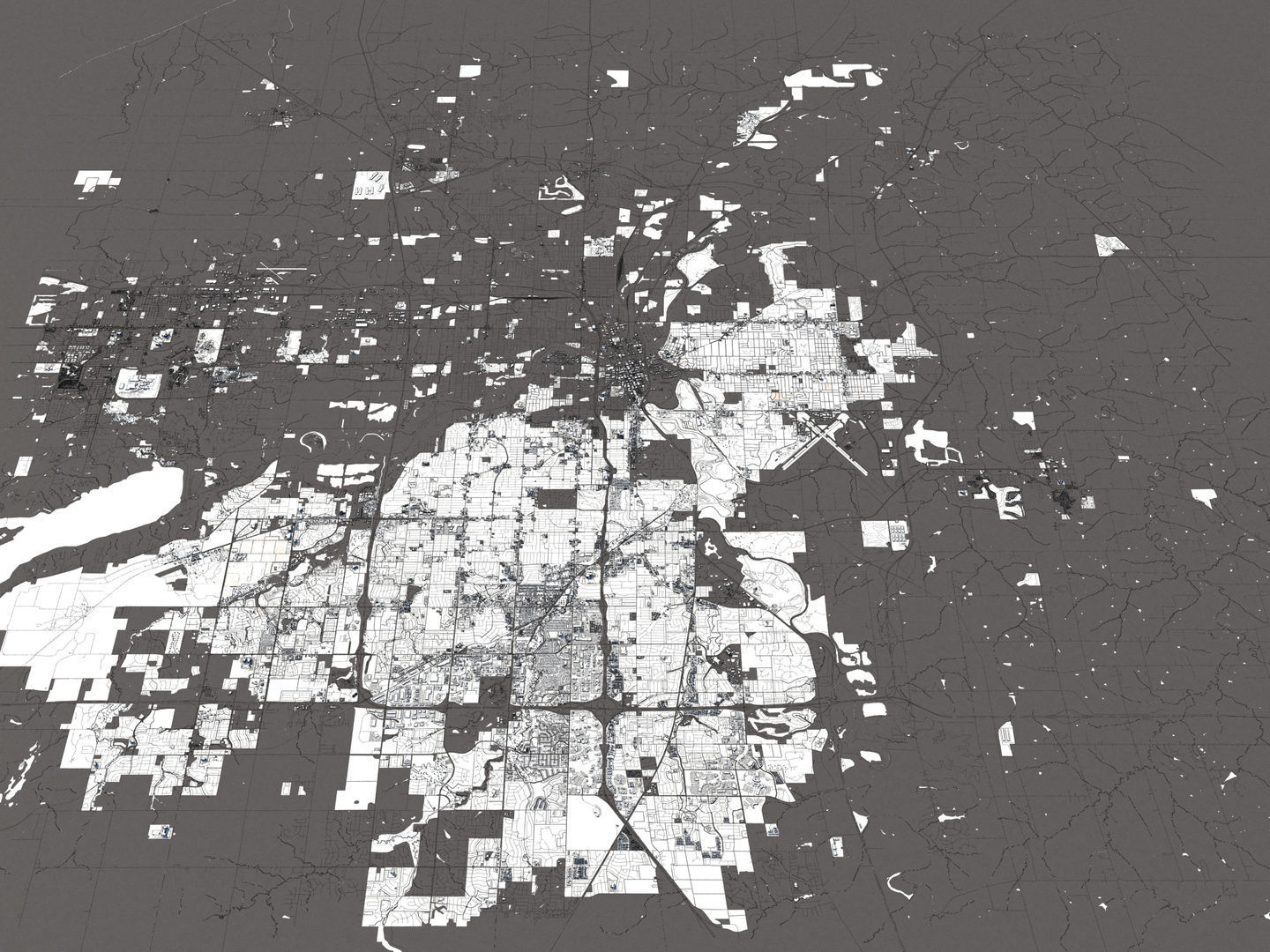 Des Moines Iowa USA 50x50km 3D City Map 3D model | CGTrader