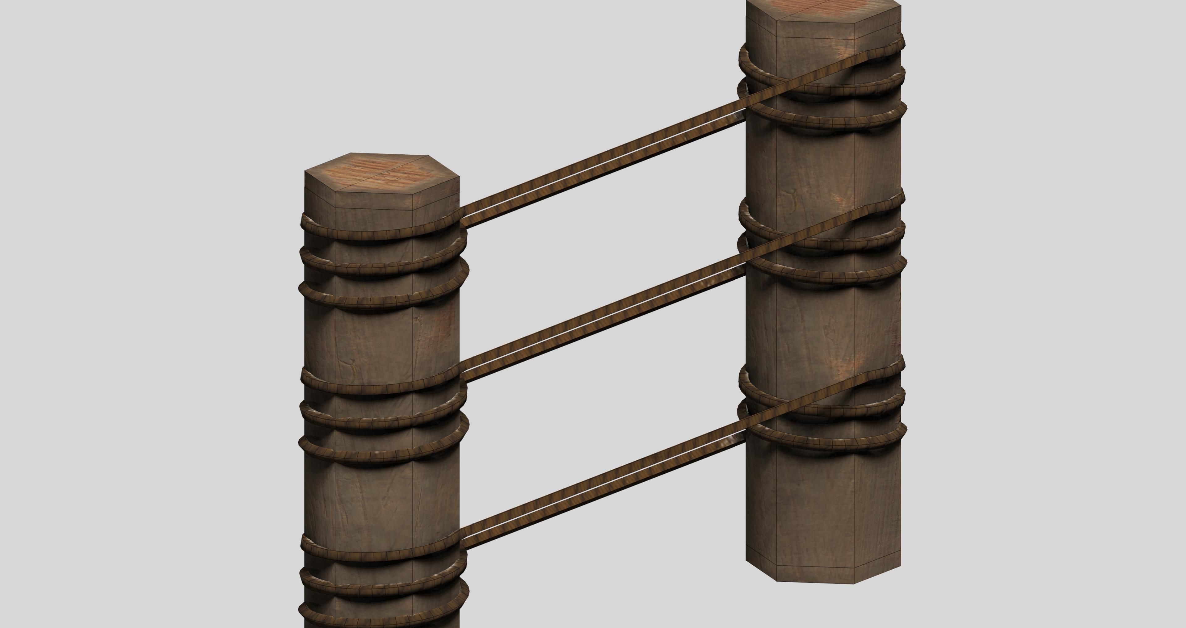 3D model Rope wooden fence VR / AR / low-poly | CGTrader