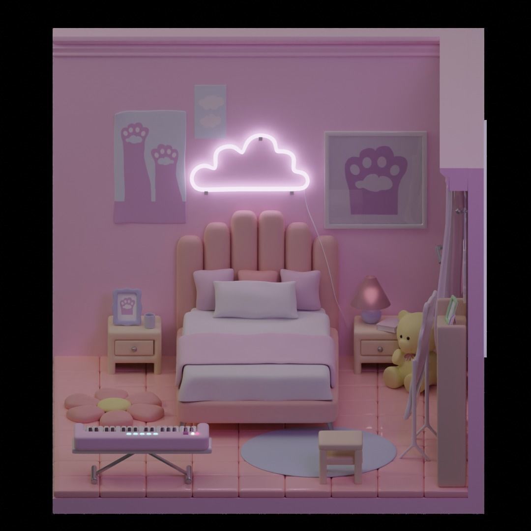 3D model Pink Room 3d model VR / AR / low-poly | CGTrader