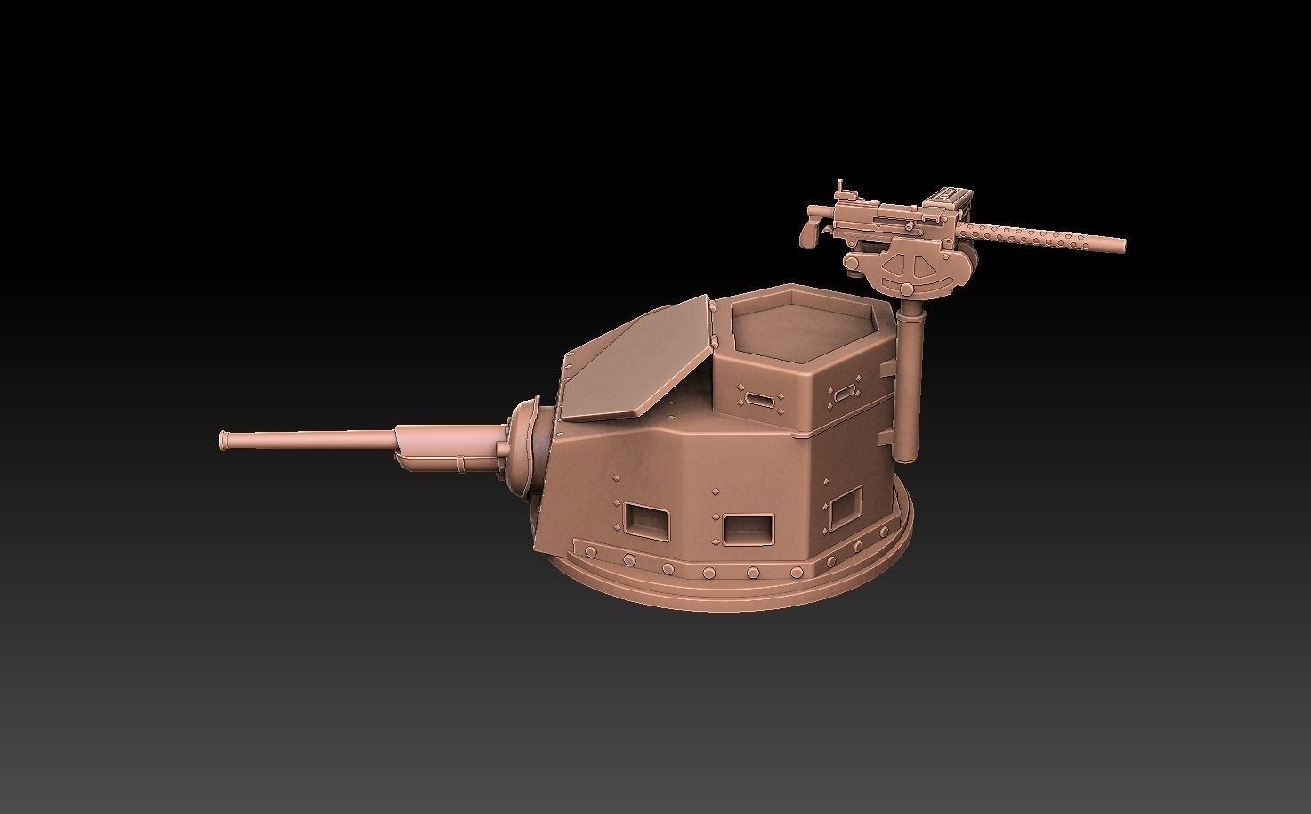 M2A4 Tank Turret 3D model 3D printable | CGTrader