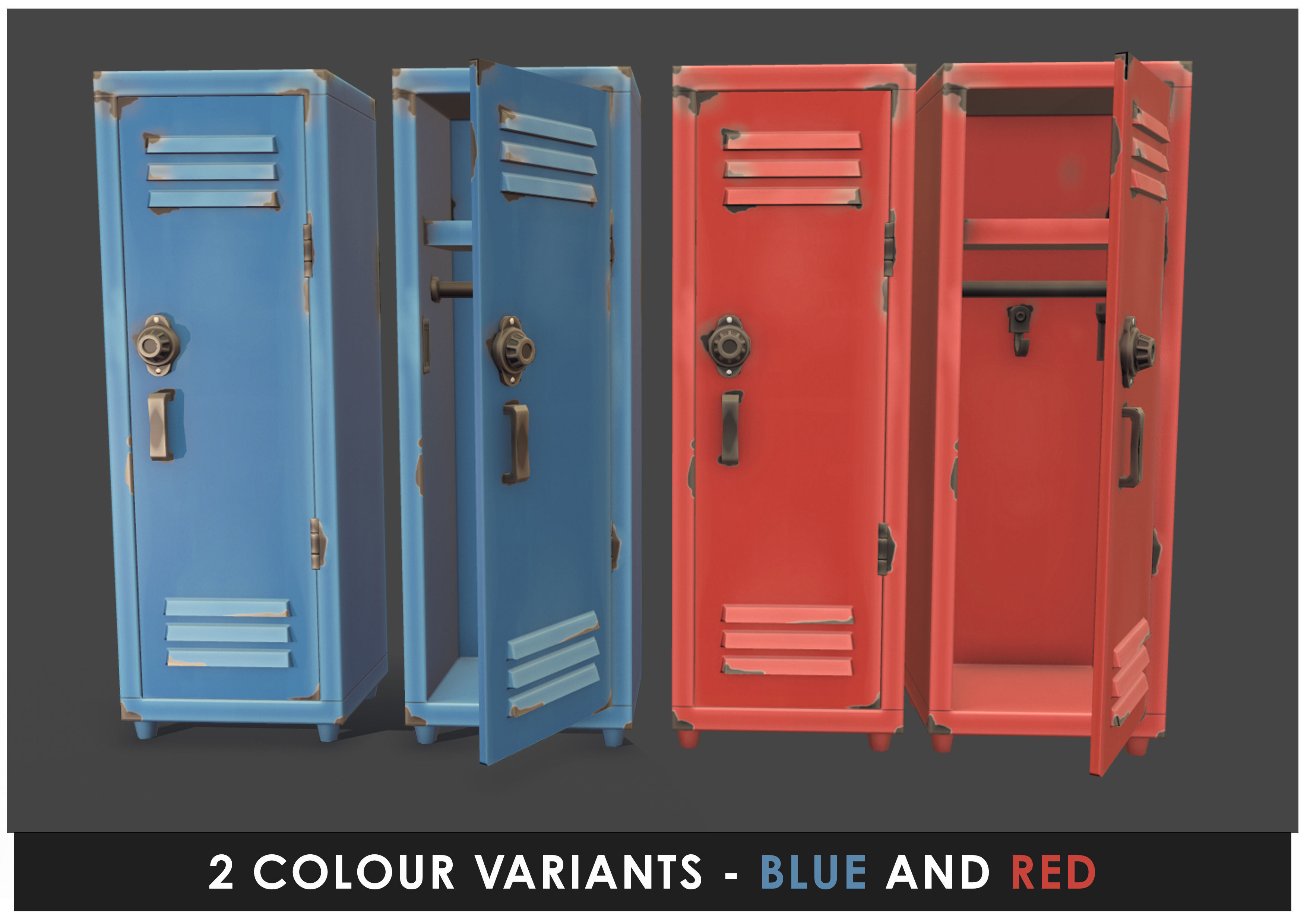 3D model Lockers - Stylized Low Poly VR / AR / low-poly | CGTrader