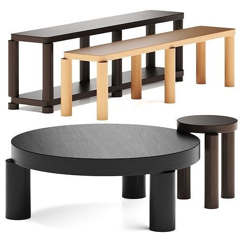 Offset Shelf Natural Tier Resident Table 3D model | CGTrader