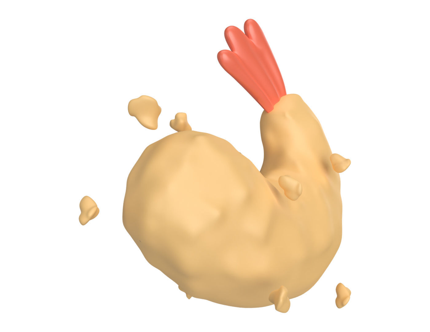 3D model Cartoon Crispy fried prawn VR / AR / low-poly | CGTrader