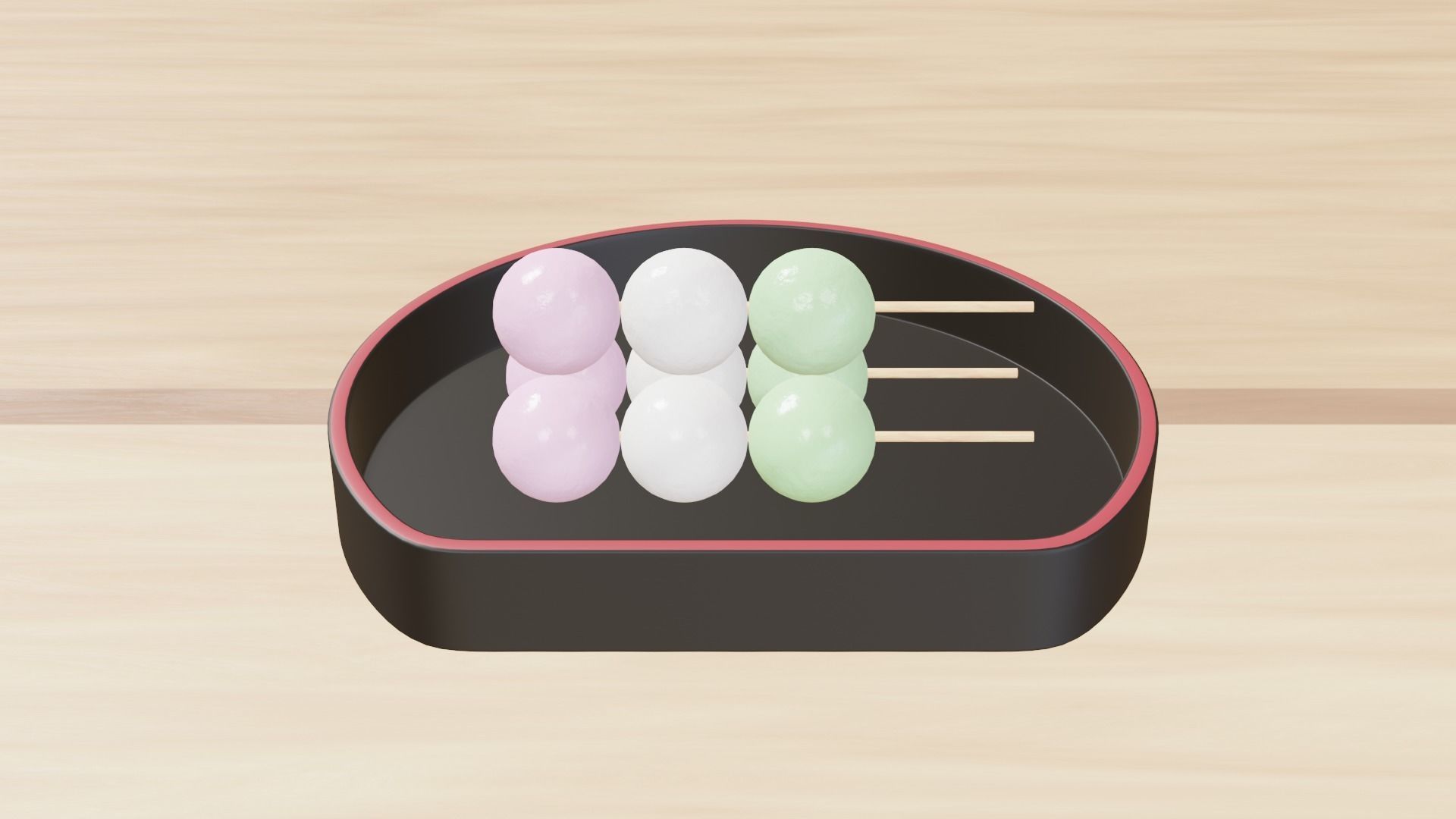 Hanami Dango - Tricolor Dango 3D model | CGTrader