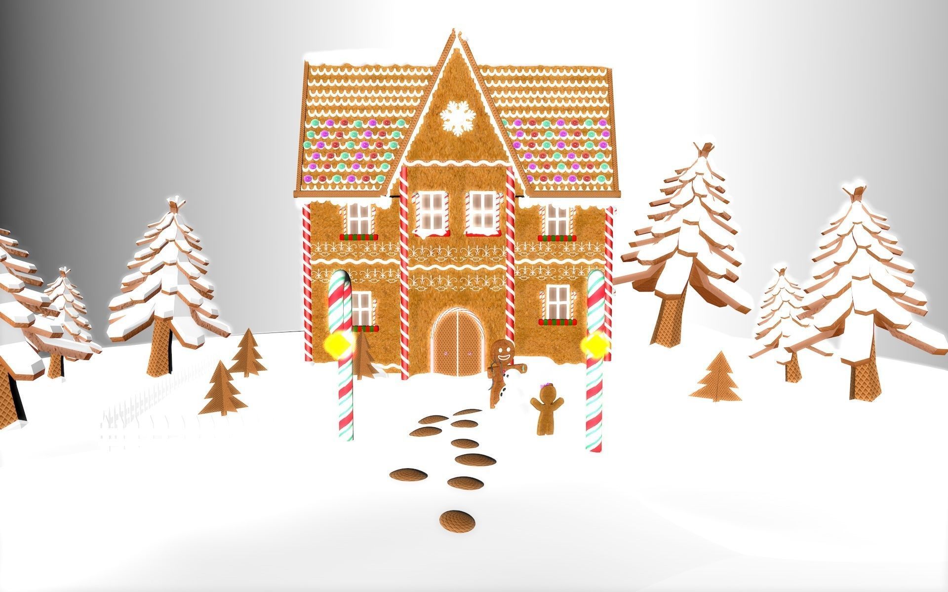 Gingerbread Village V2 two-storey house 3D model | CGTrader
