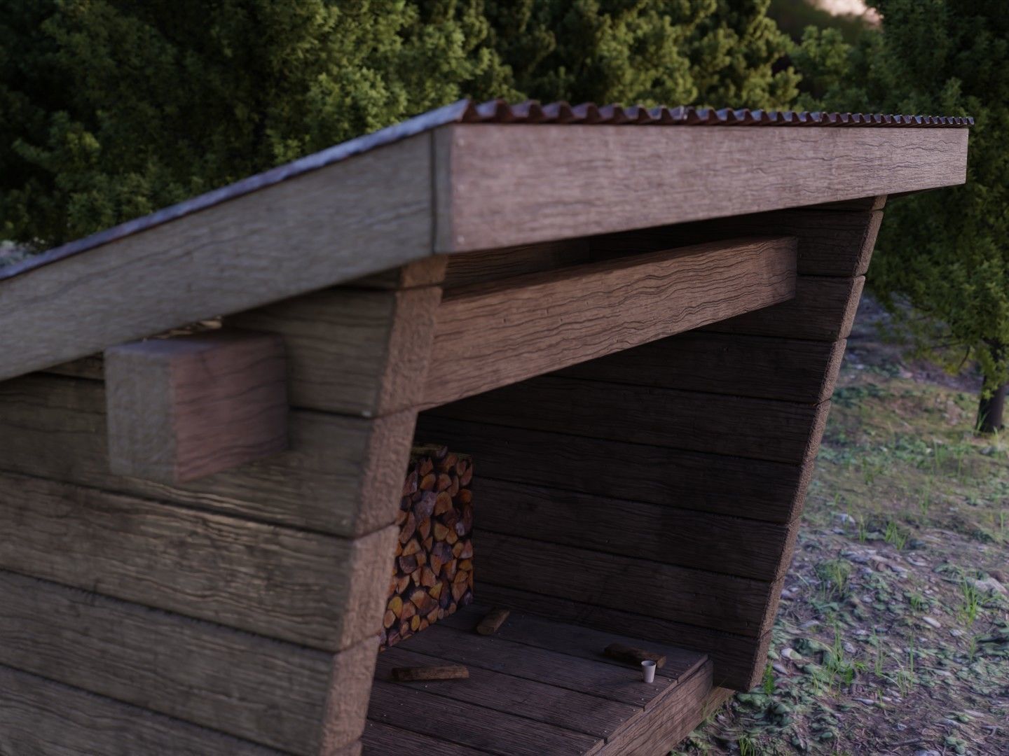 3D model Wind protection forest shelter VR / AR / low-poly | CGTrader