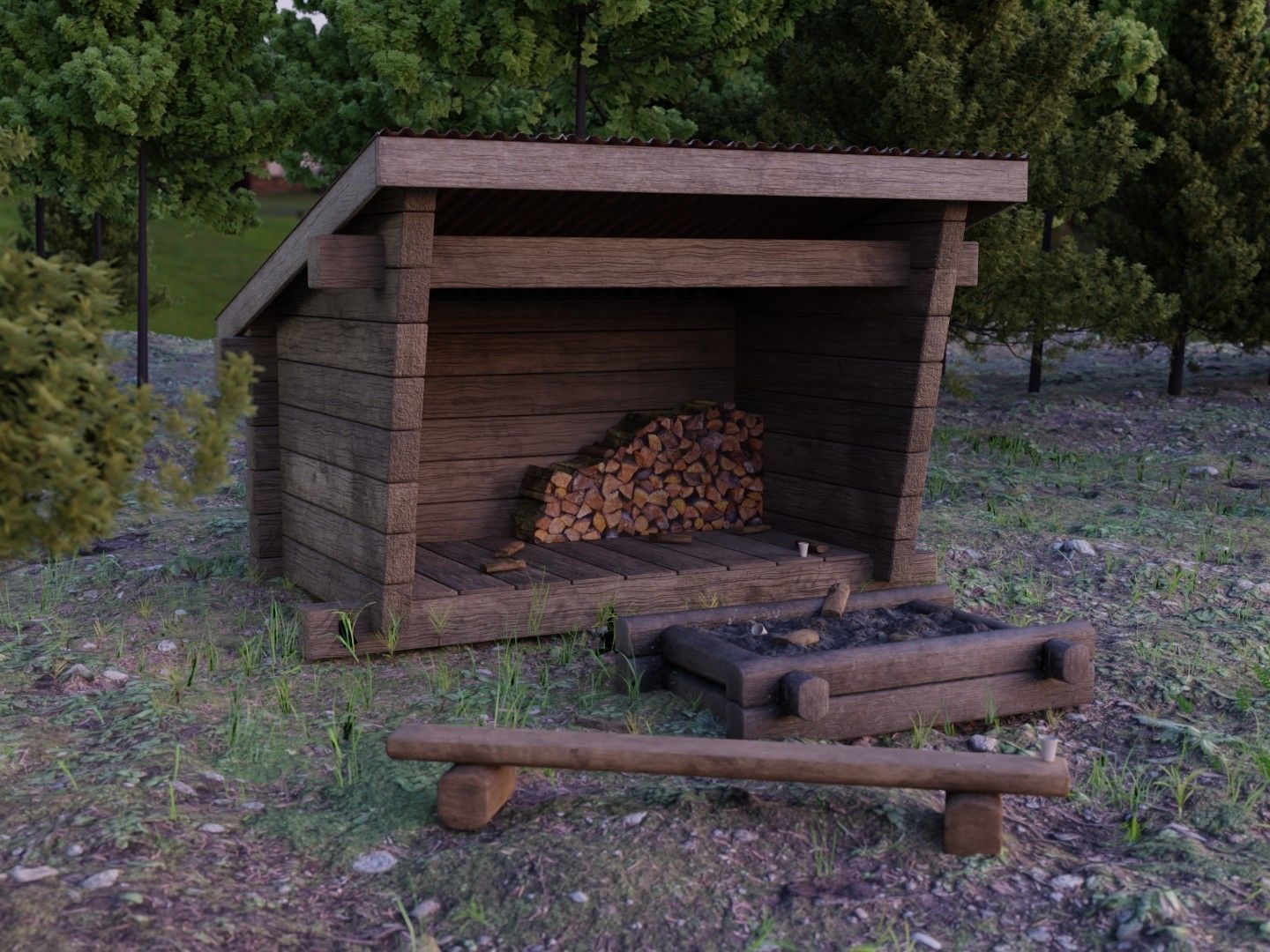 3D model Wind protection forest shelter VR / AR / low-poly | CGTrader