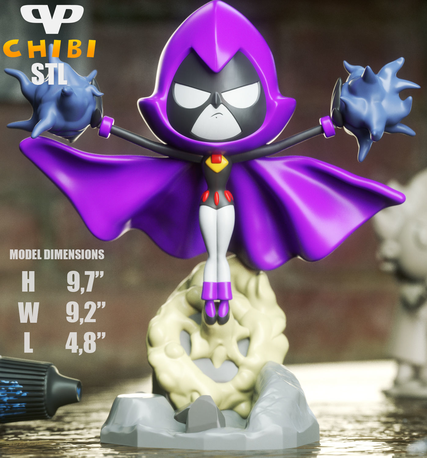 DC Raven Chibi STL for 3D Printing ChibiSTL 3DXM 3D model 3D printable ...