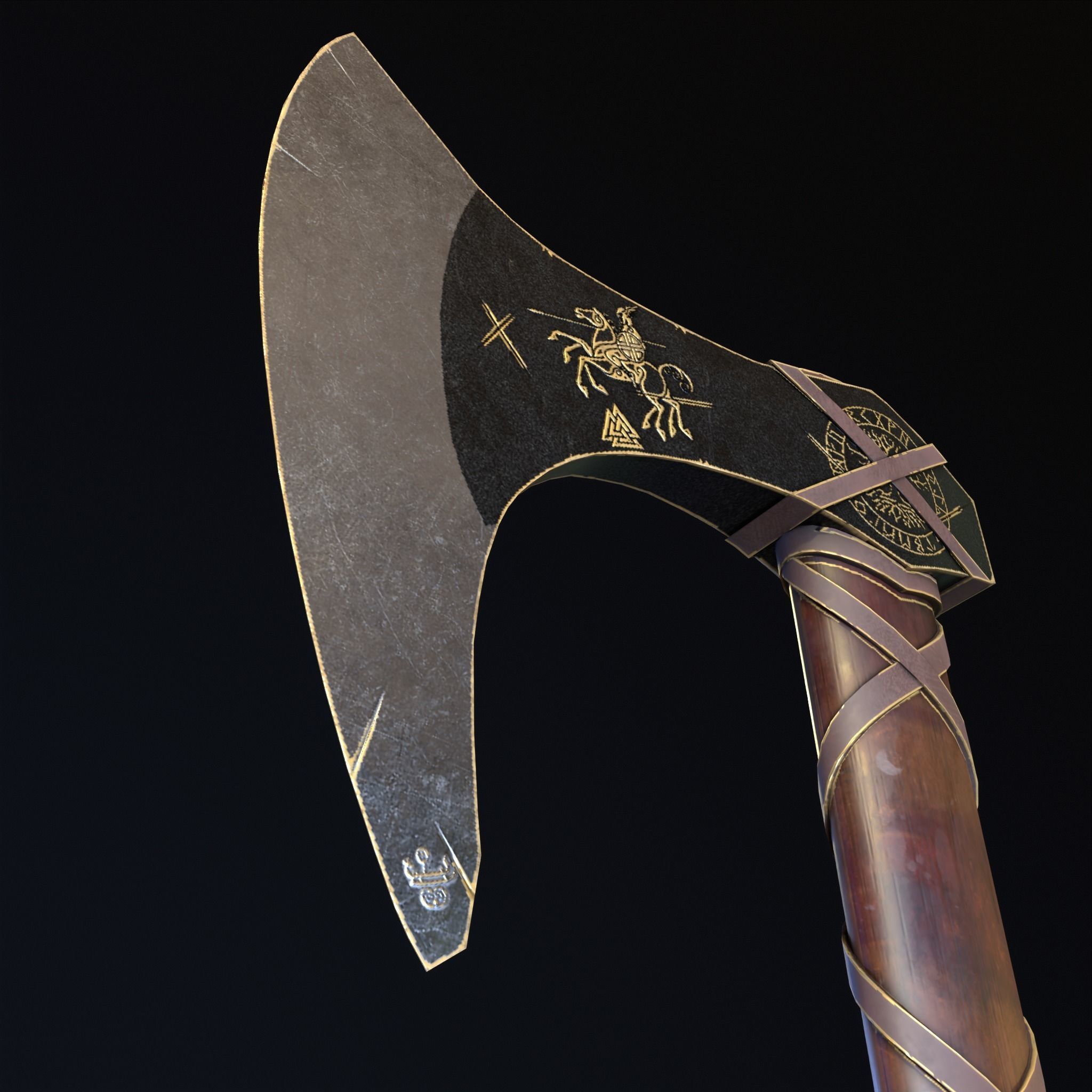 3D model Nordic Gold - Silver Axe VR / AR / low-poly | CGTrader