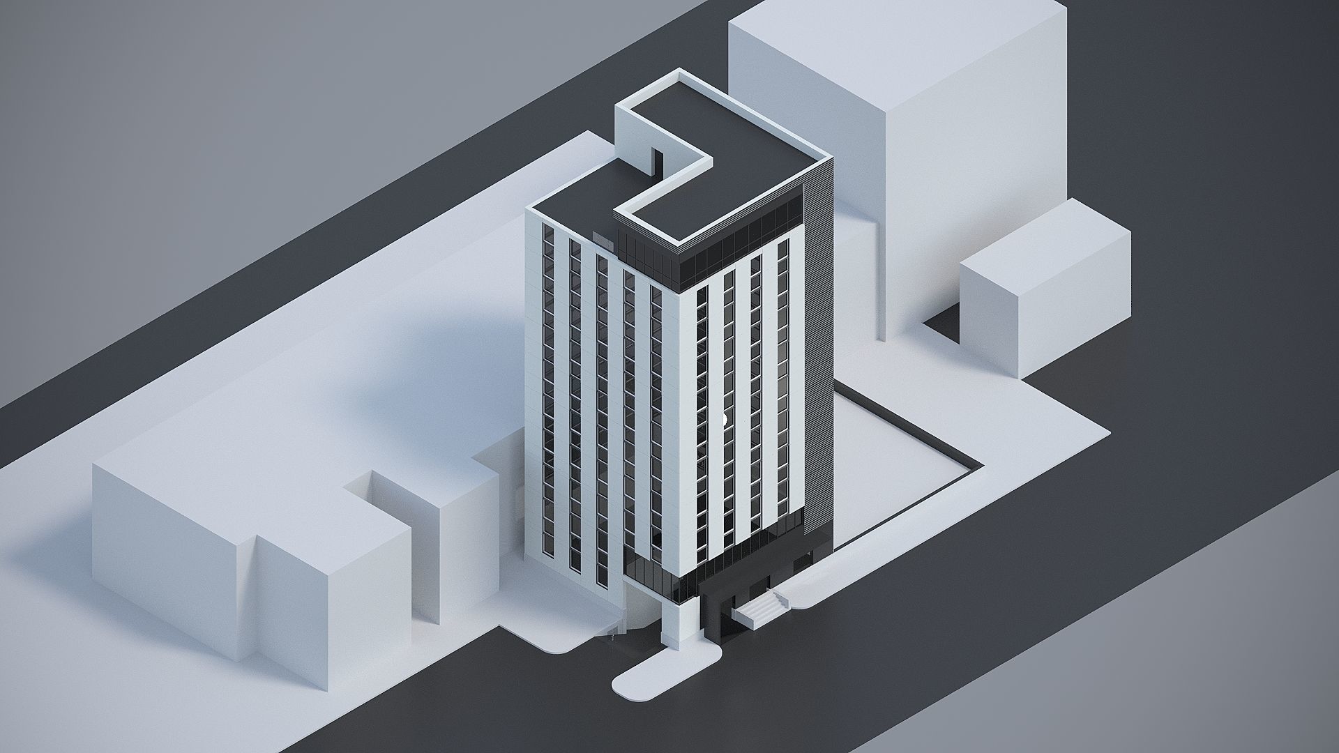 BUILDING FACADE 3D SCENE free VR / AR / low-poly 3D model | CGTrader