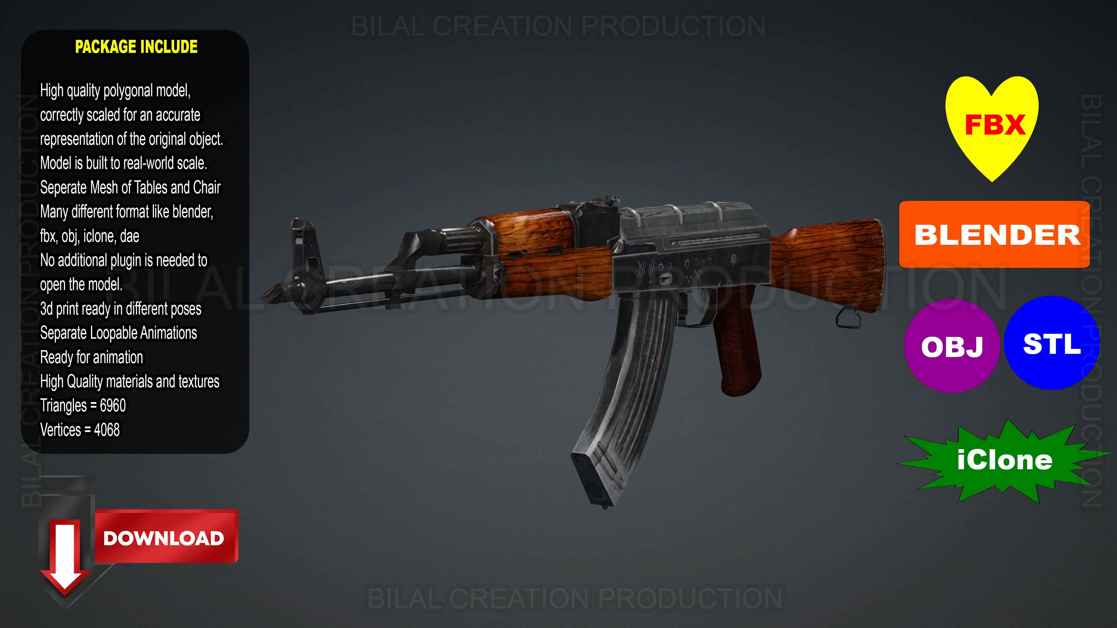 3D model AK 47 RIFLE VR / AR / low-poly | CGTrader