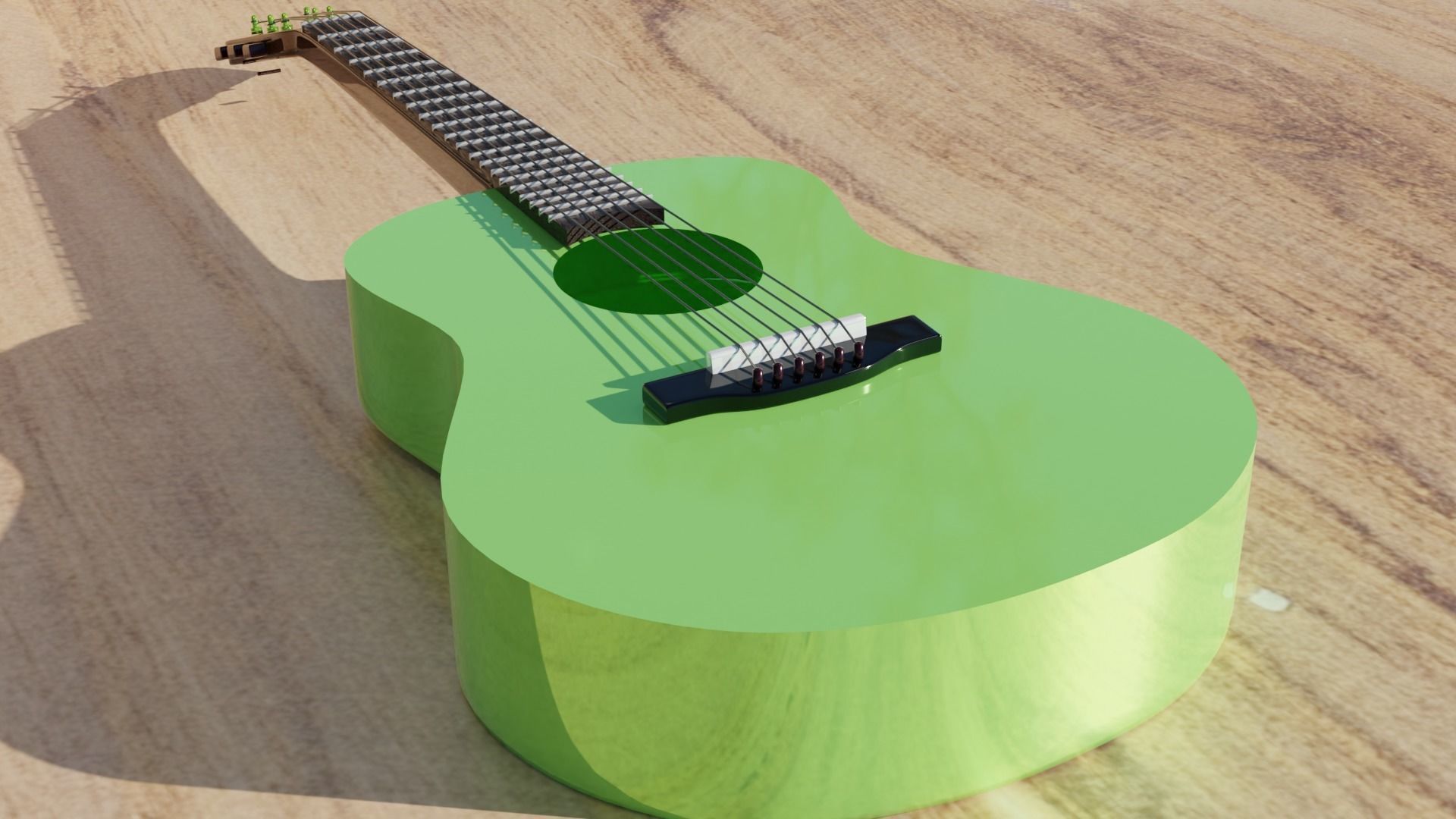 3D model Guitar aesthetic 3D model obj fbx blend files VR / AR / low ...