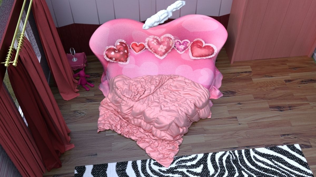 Heart Bed with Gift Room 3D model | CGTrader