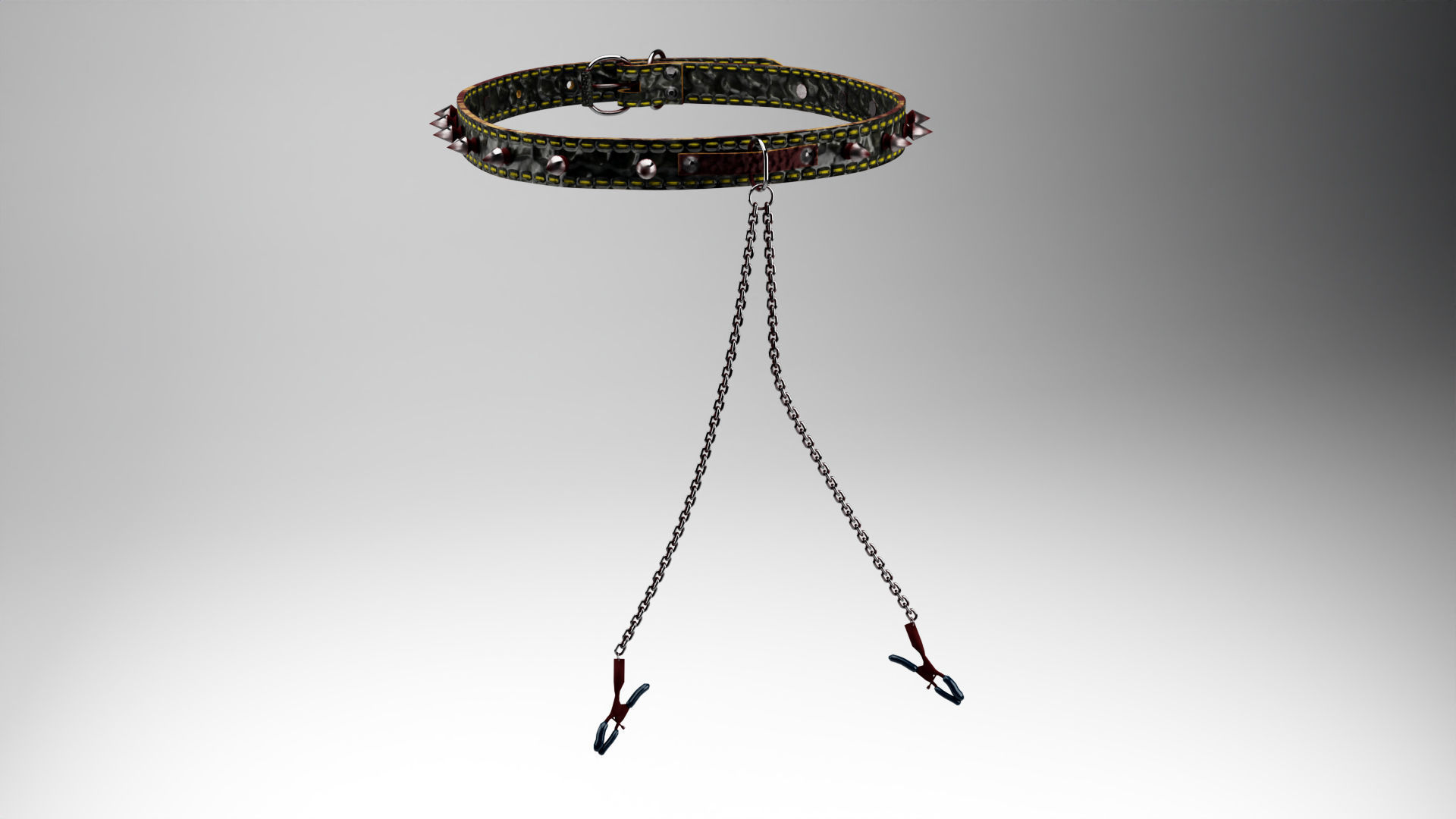 Brutal leather choker with Nipple clamps BDSM 3D model | CGTrader