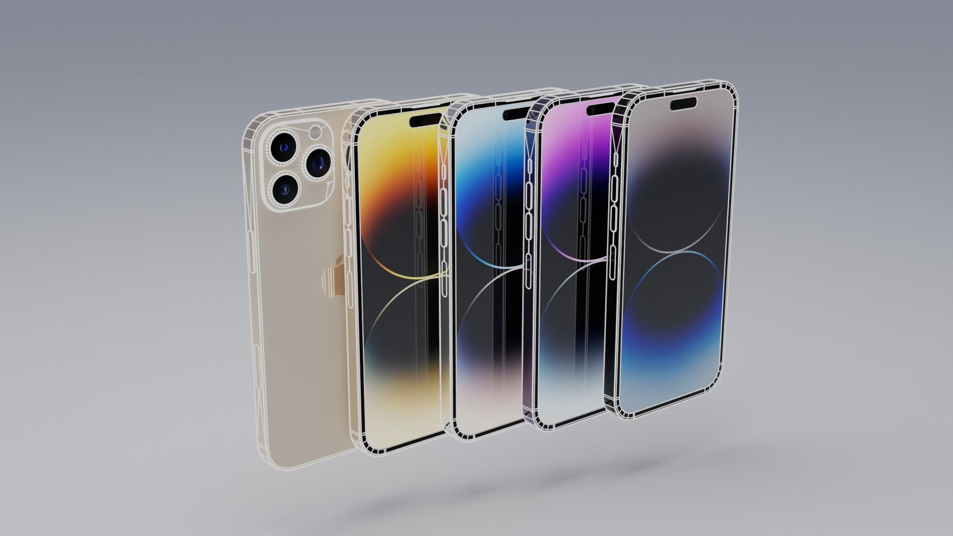 3D model All Iphone 14 Pro Models with colors - 4K texture sets VR / AR ...