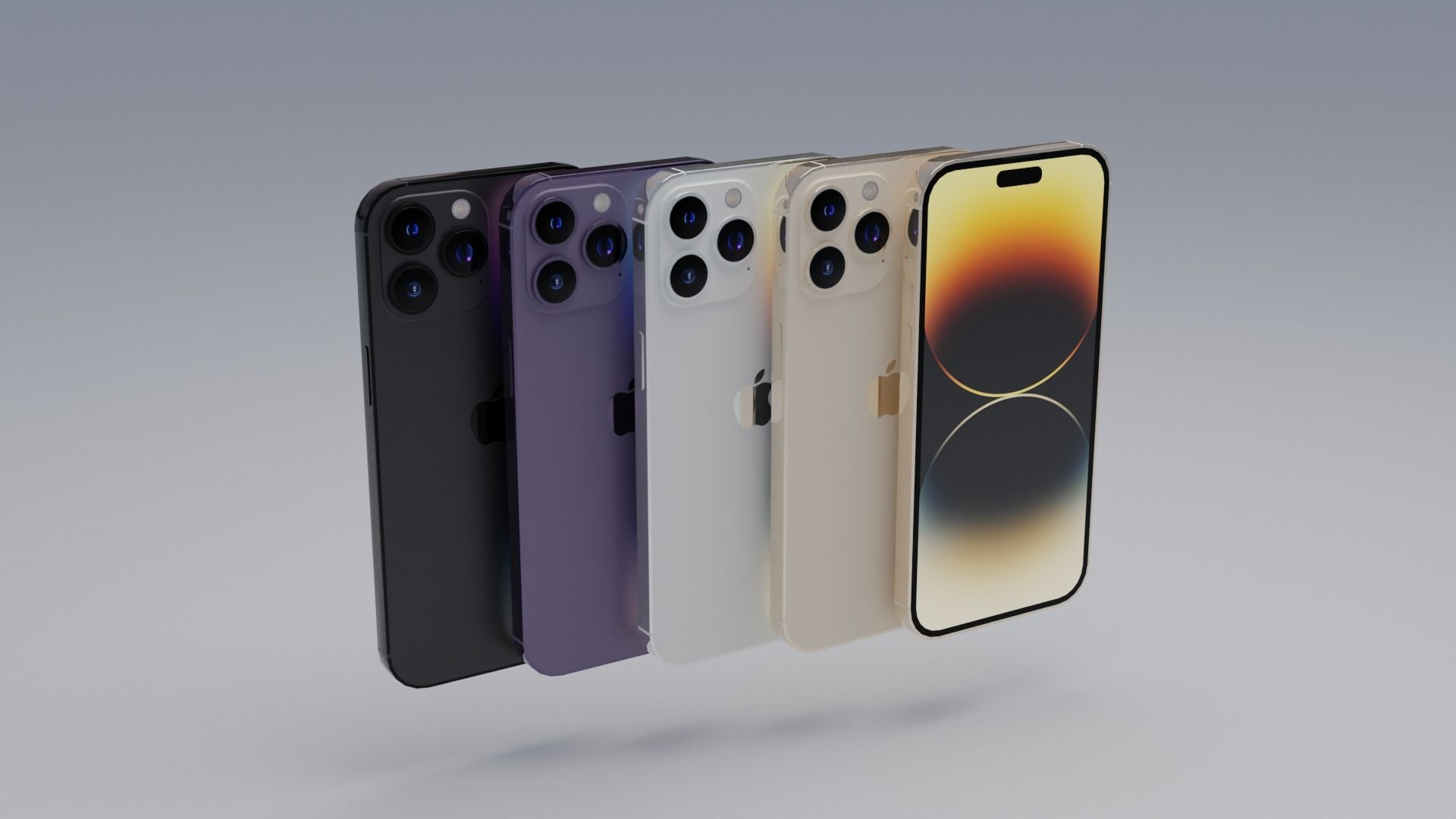 3D model All Iphone 14 Pro Models with colors - 4K texture sets VR / AR ...