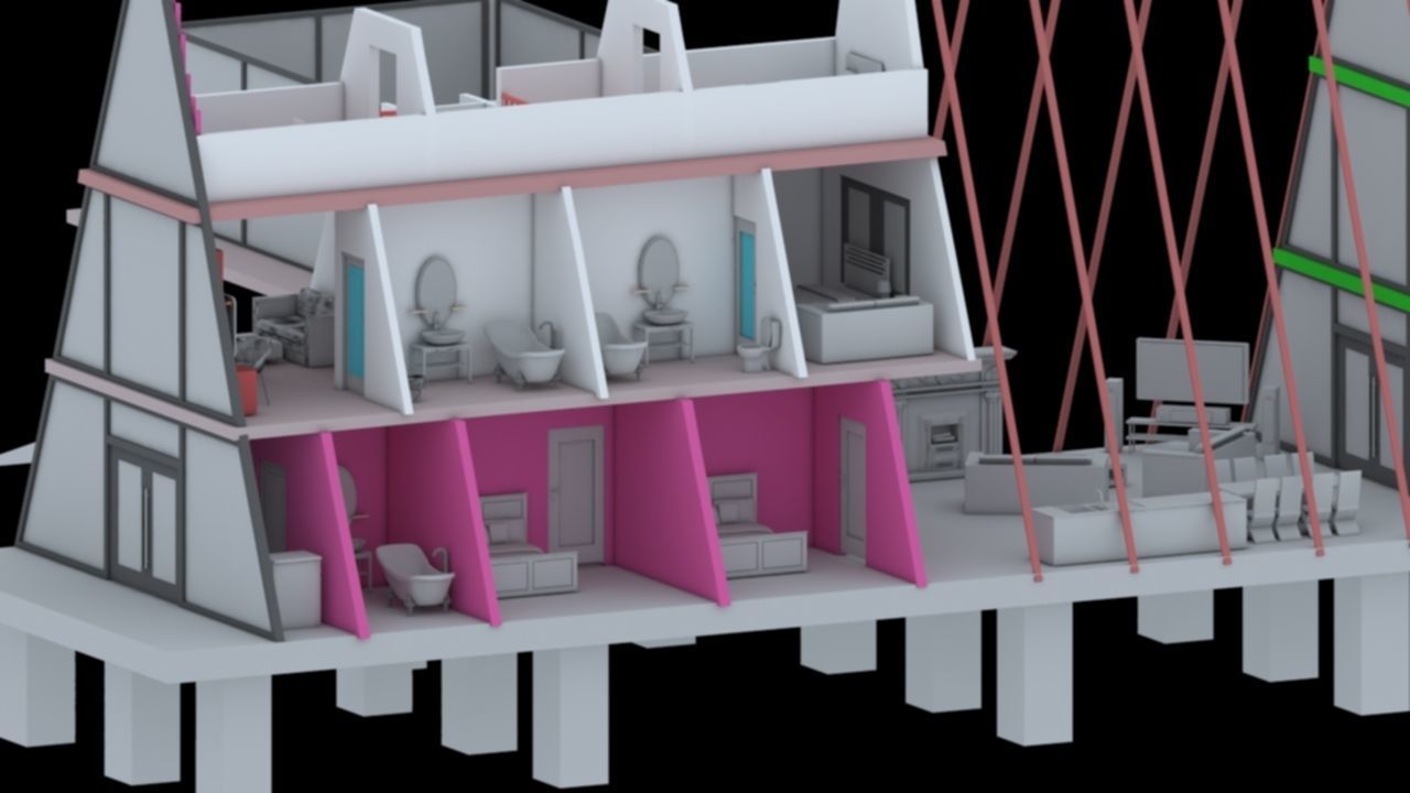 Three story A - Frame house 3ds max file 2018 2019 2020 2021 3D model ...