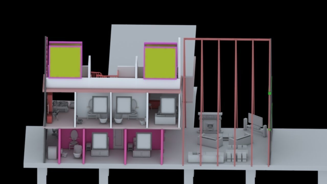 Three story A - Frame house 3ds max file 2018 2019 2020 2021 3D model ...