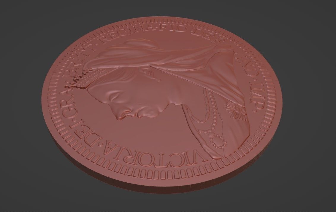 Queen Victoria Veiled Head Gold Sovereign Coin 3D model 3D printable ...