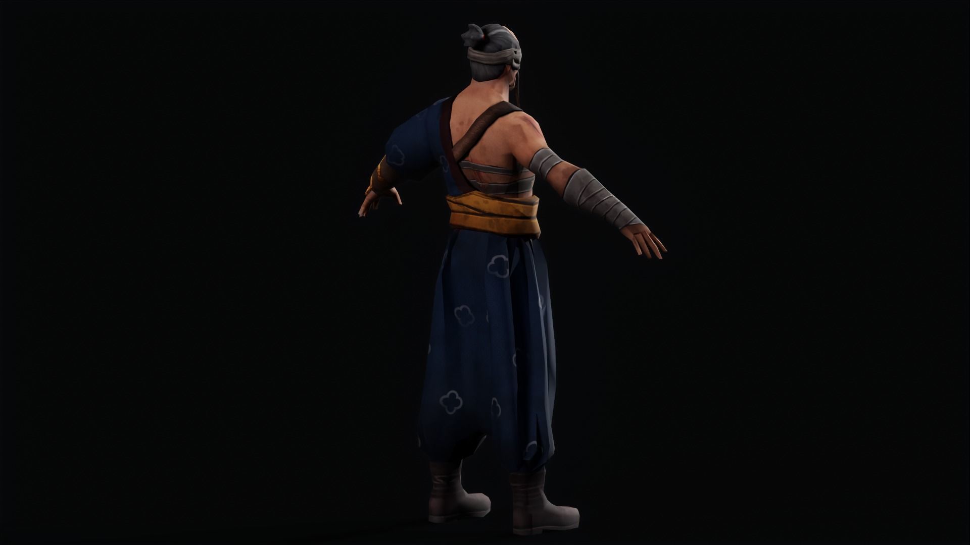 3D model Oyagi Japanese Warrior character Game Ready Low Poly VR / AR ...