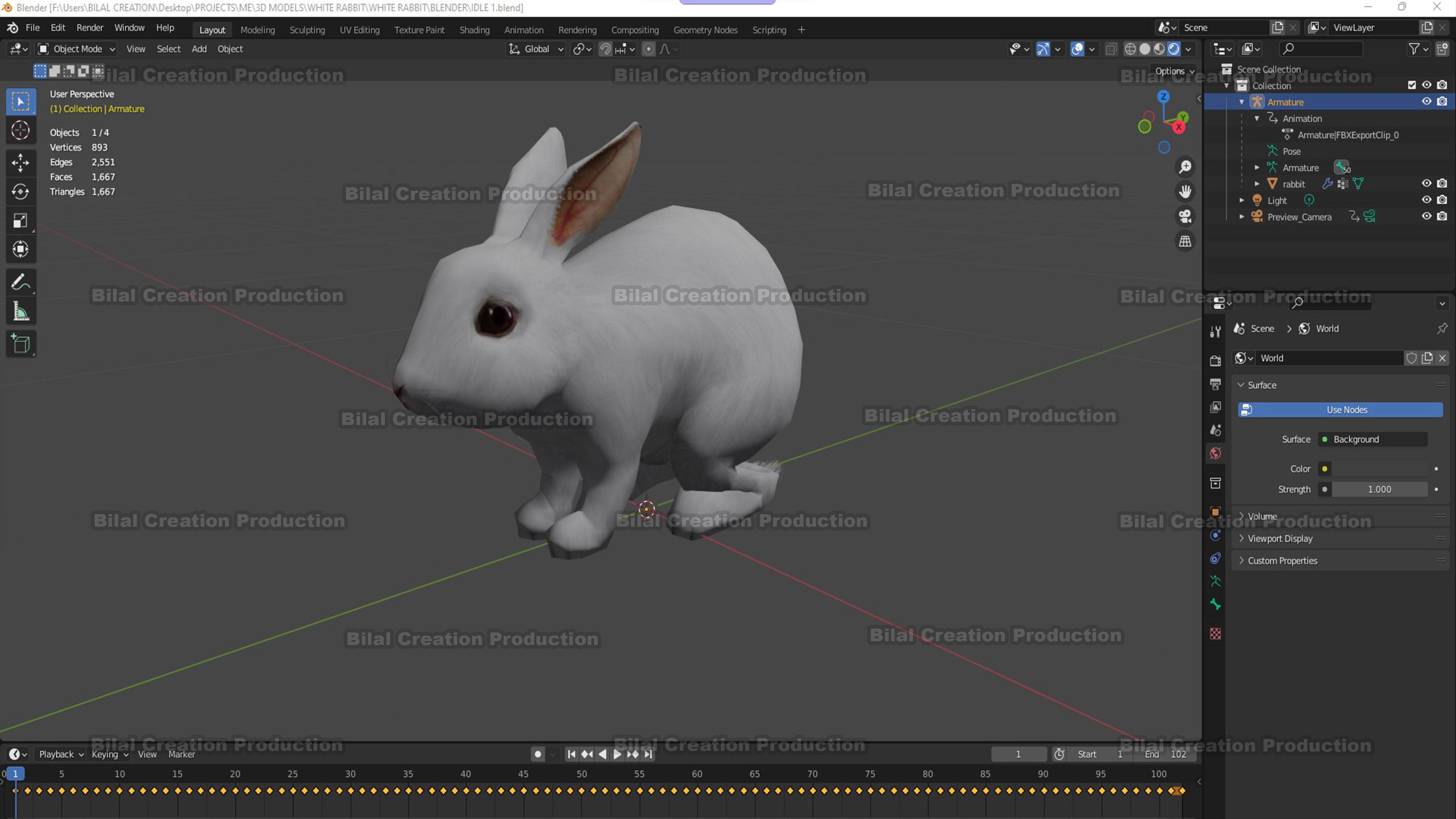 3D model WHITE RABBIT ANIMATED VR / AR / low-poly | CGTrader