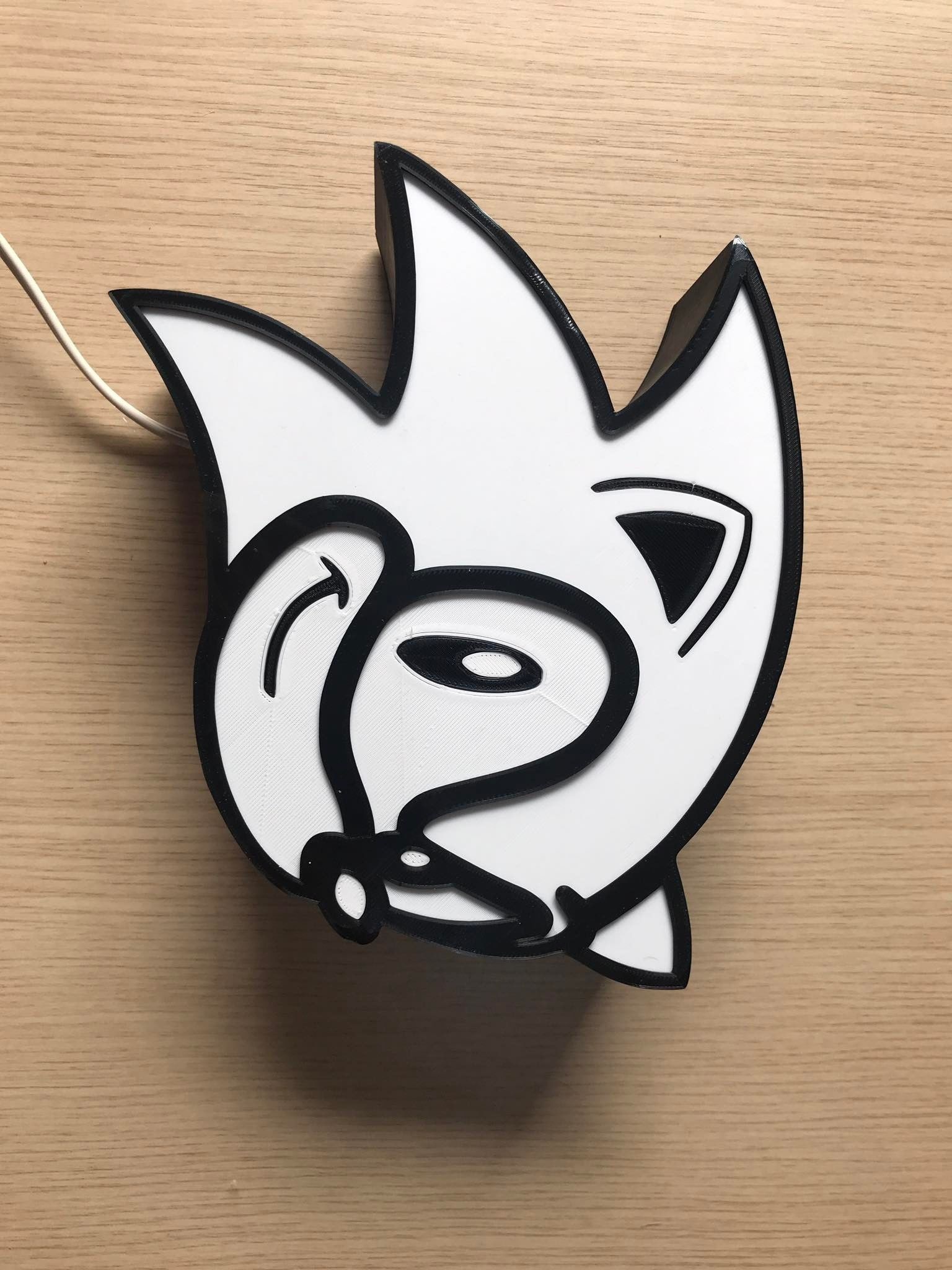 Sonic 3D LED LAMP Black White 3D model 3D printable | CGTrader