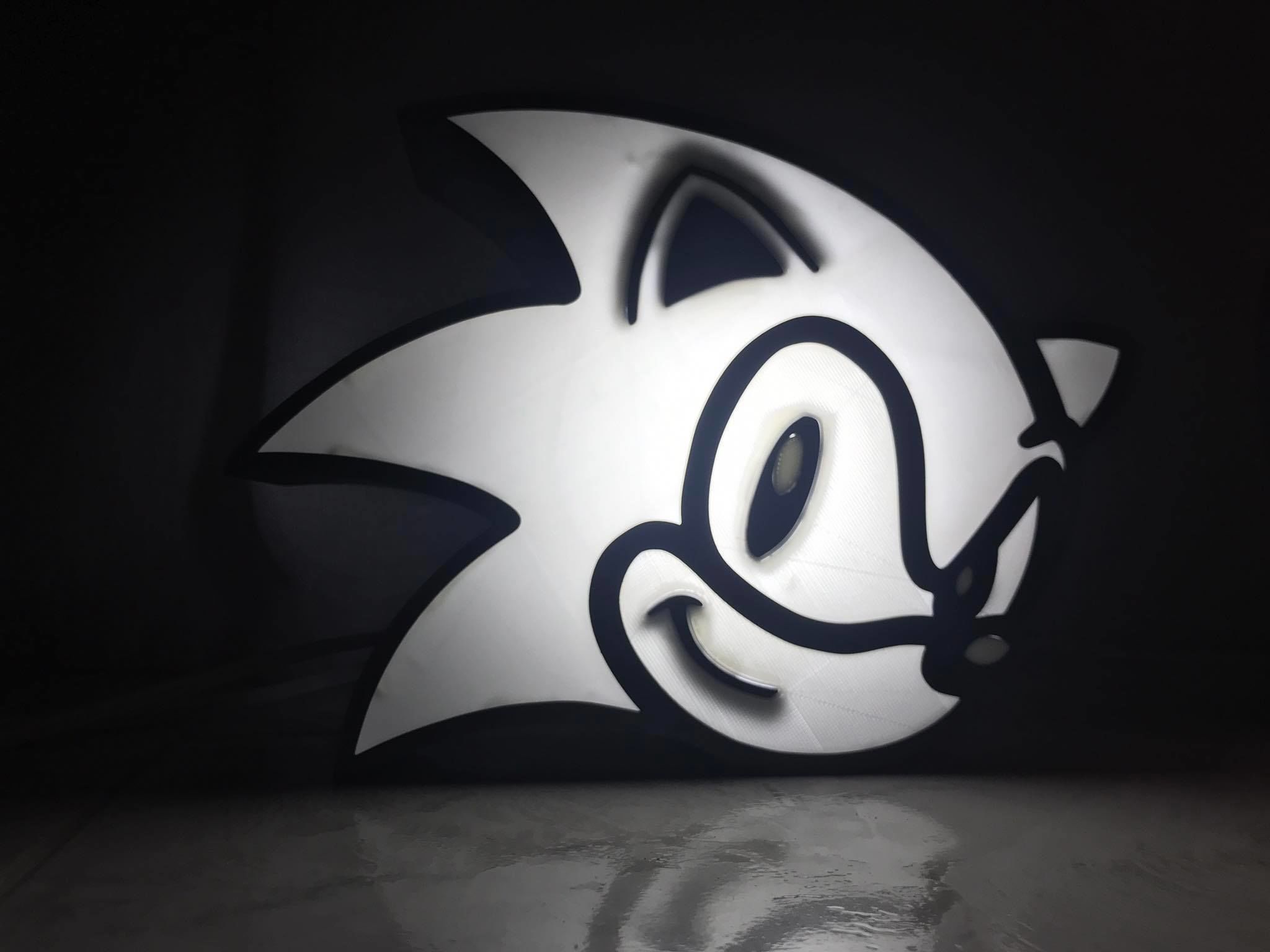 Sonic 3D LED LAMP Black White 3D model 3D printable | CGTrader