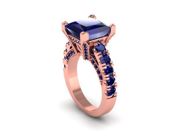 lady Blue diamond ring 3D model | CGTrader
