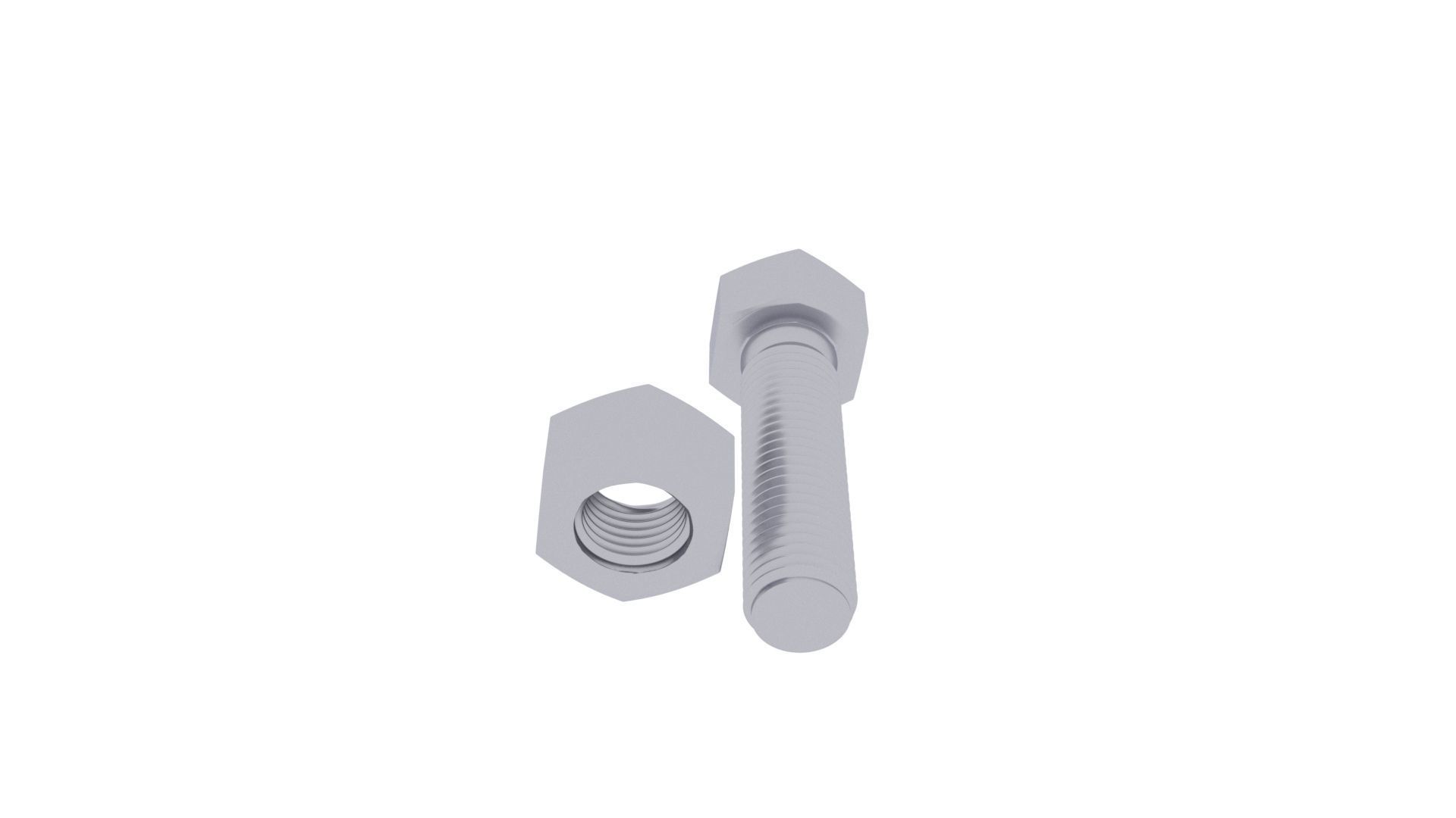 Hex Head and Bolt Nut 3D model | CGTrader