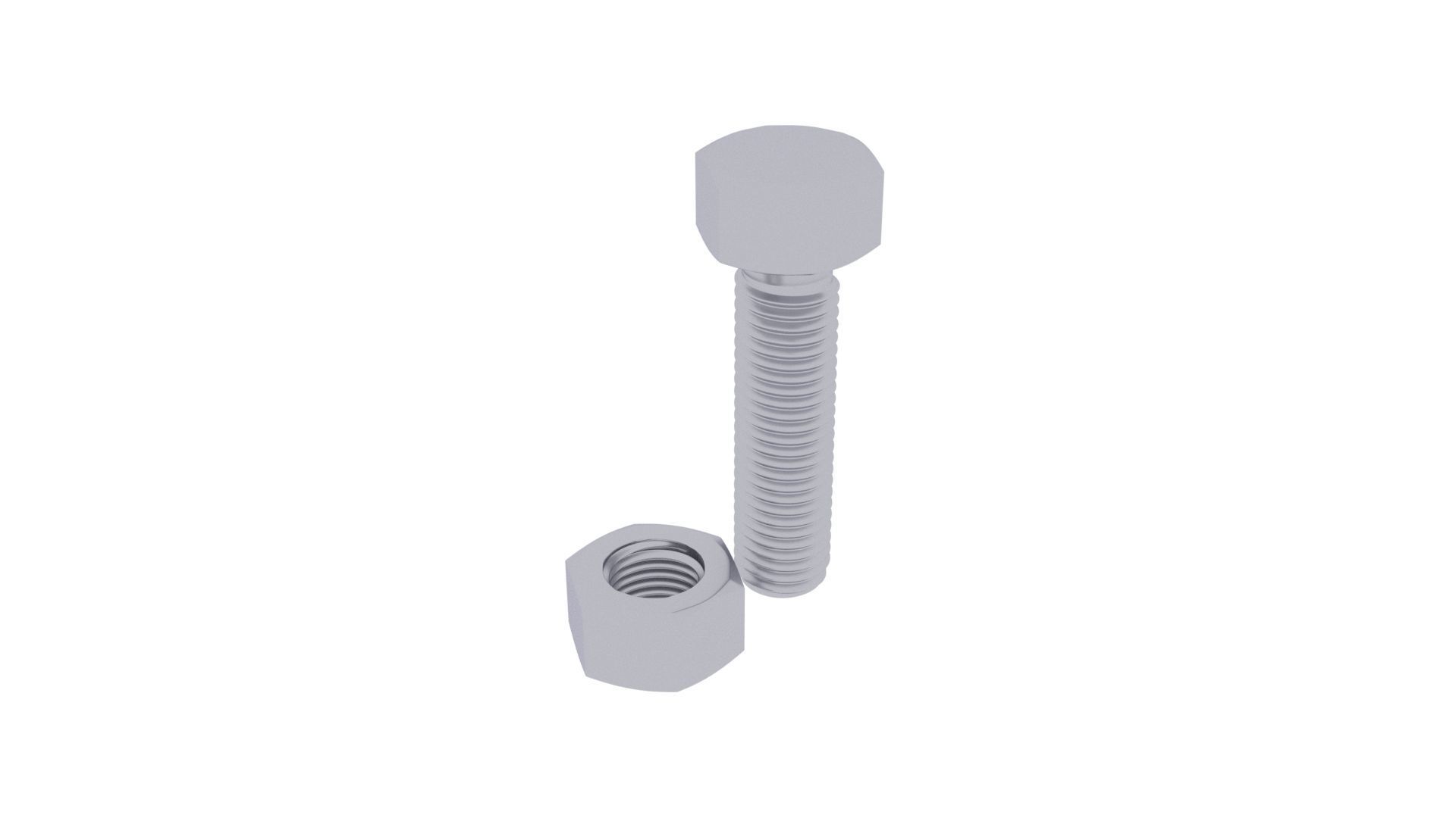 Hex Head and Bolt Nut 3D model | CGTrader