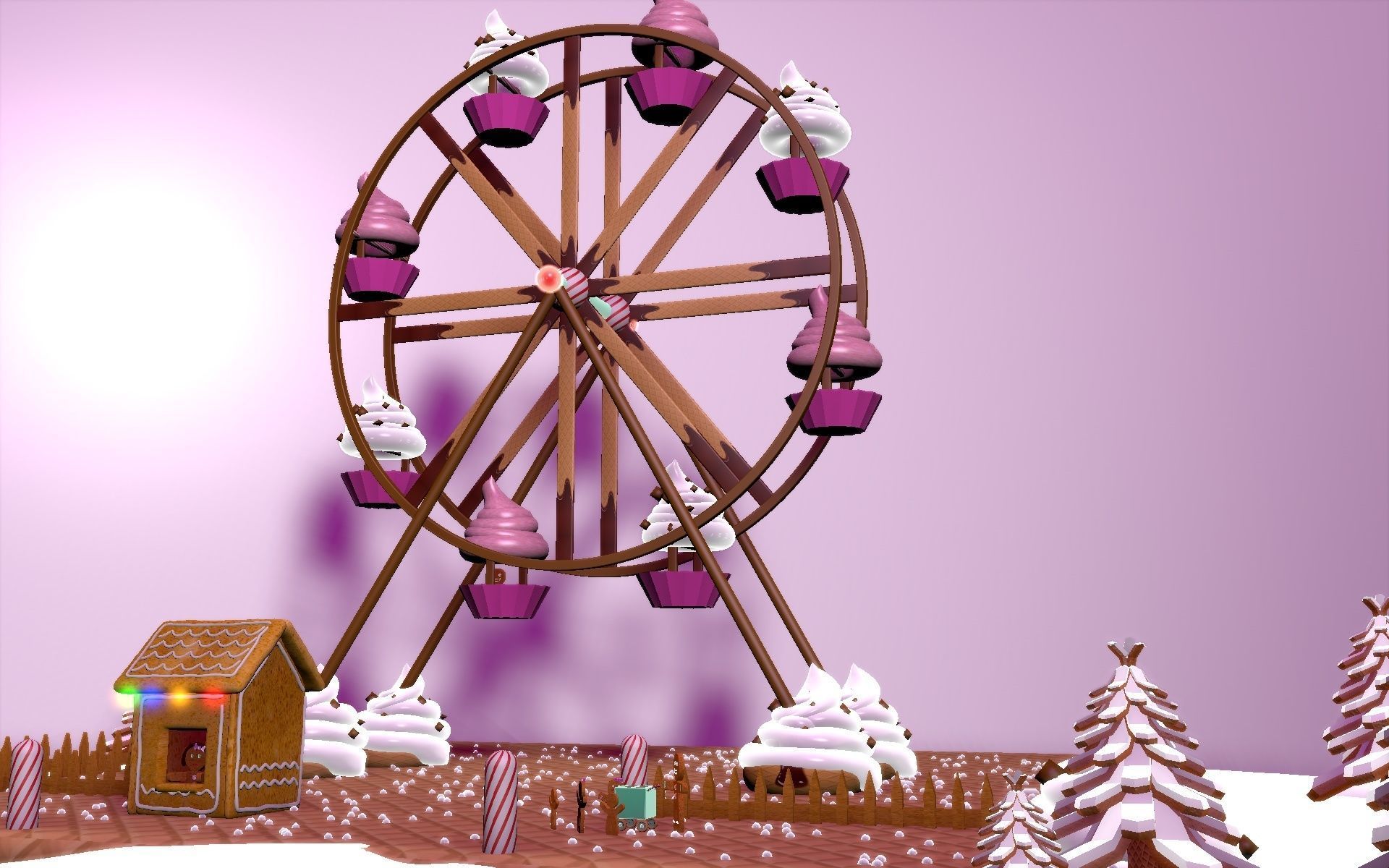 Gingerbread Village big Wheel 3D model | CGTrader