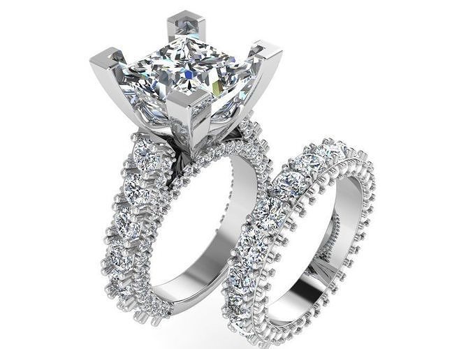 Diamond Stone Ring With Band 1778 3D print model 3D model 3D printable ...