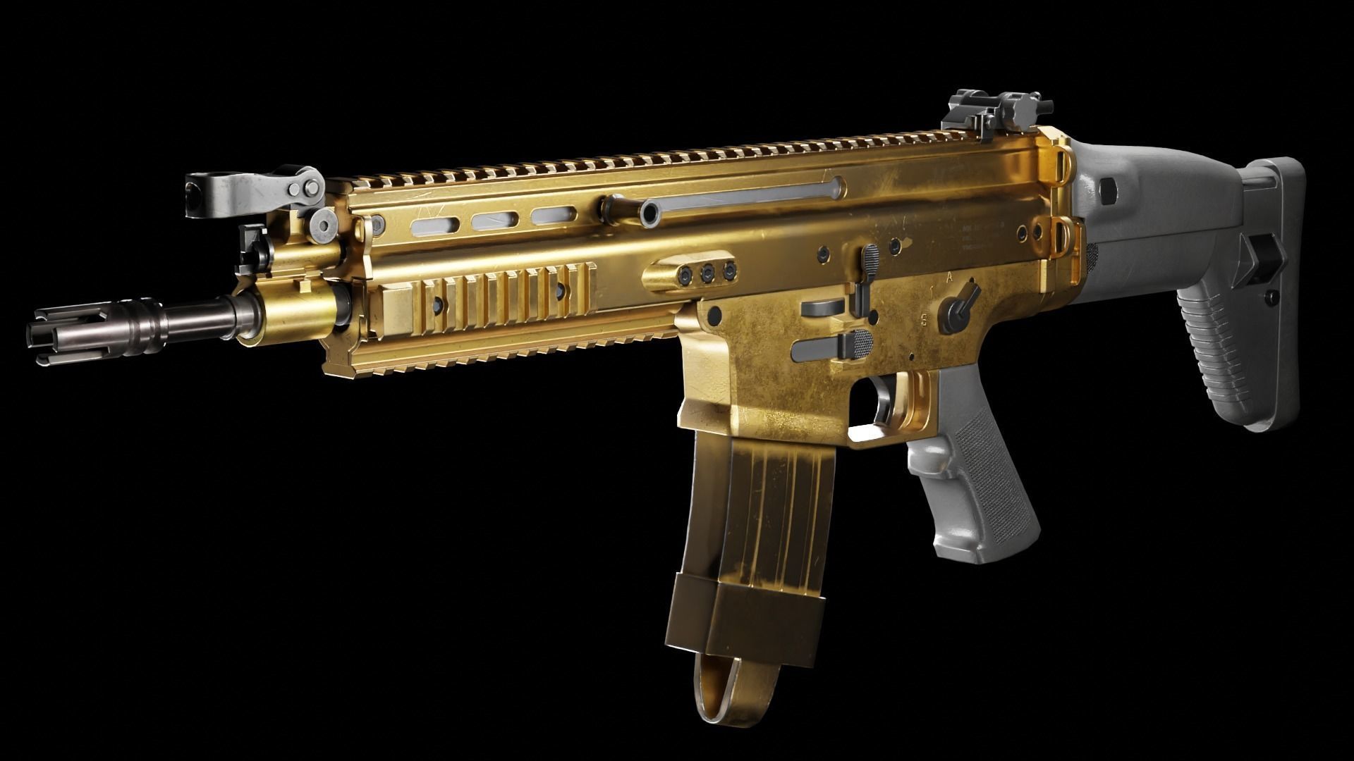 3D model Low Poly FN SCAR Assault Rifle VR / AR / low-poly | CGTrader
