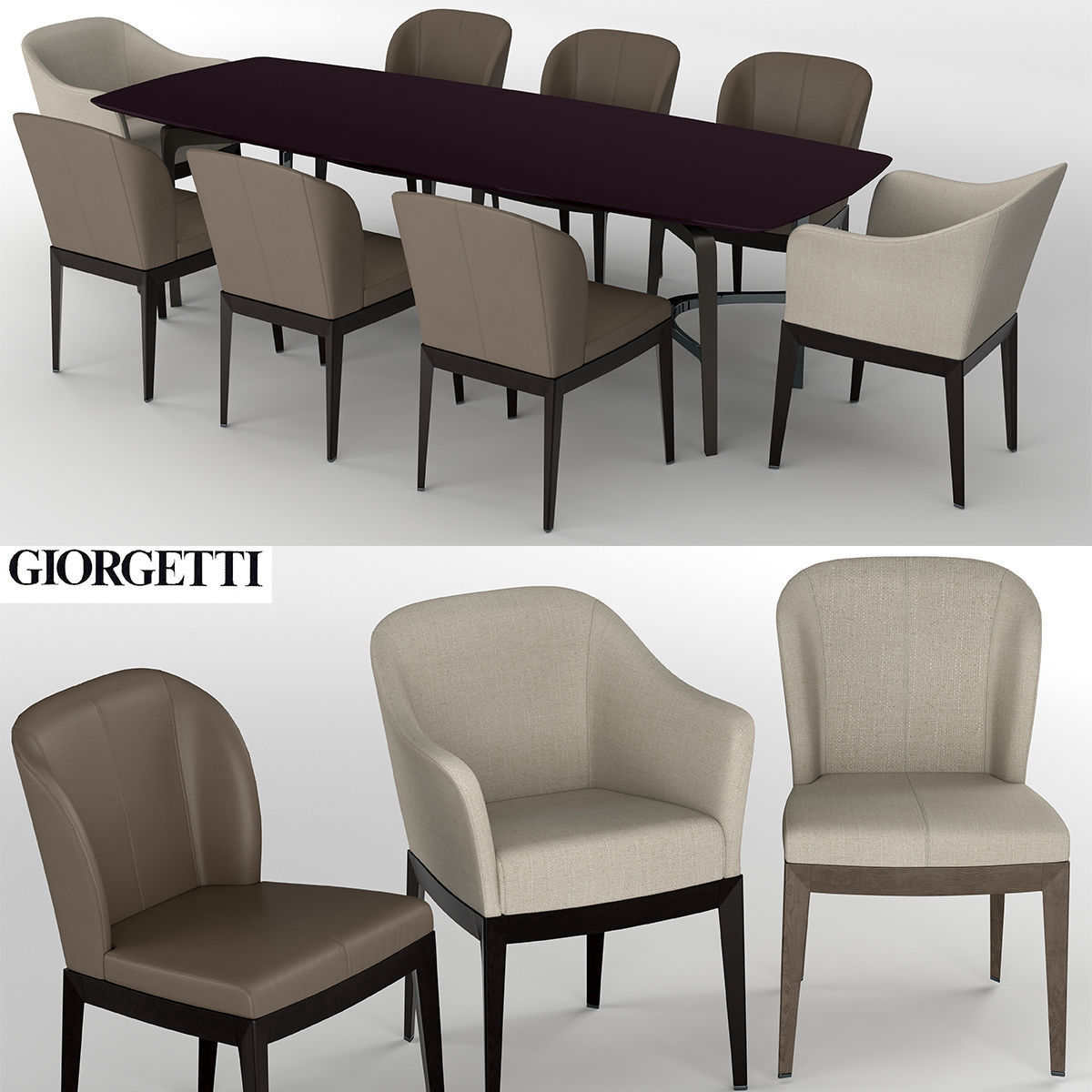Giorgetti chair table 3D model | CGTrader