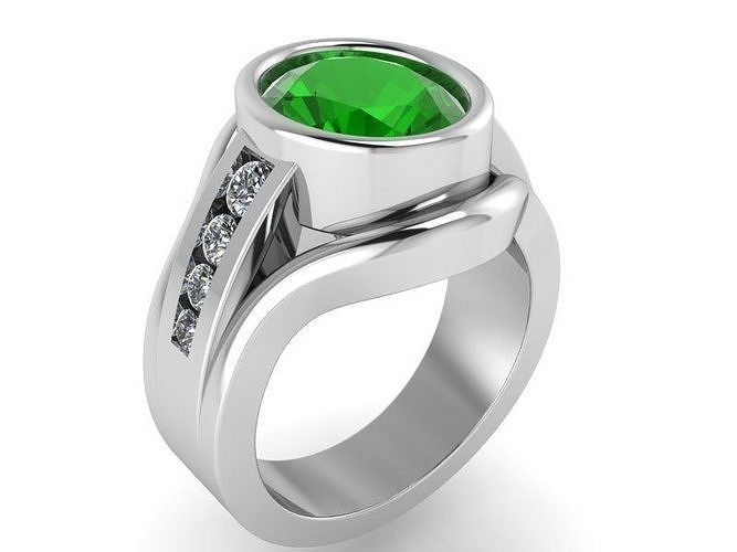 Big Green Diamond ring 1430 3D print model 3D model 3D printable | CGTrader