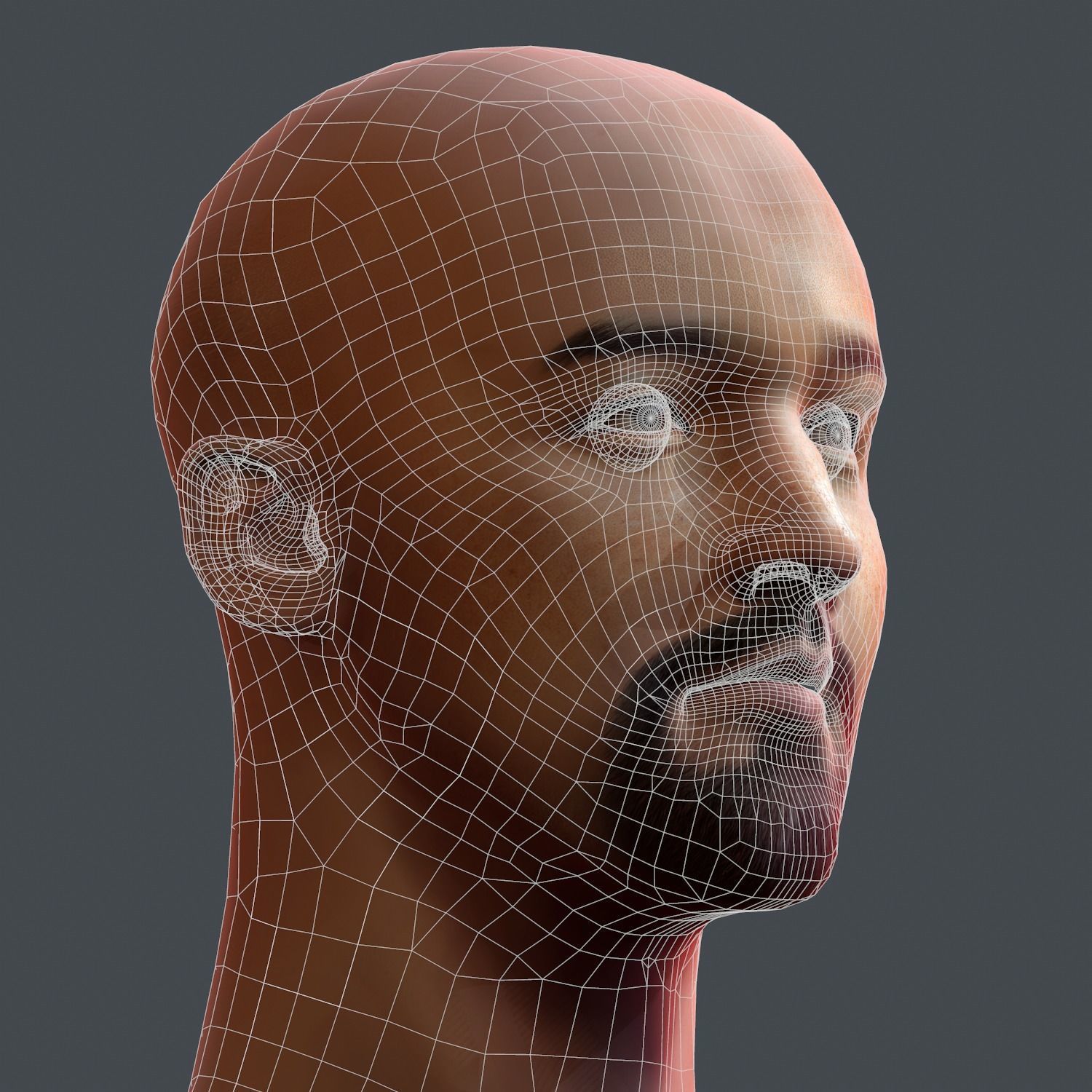 3D model Male head Asian male head PBR Realistic Perfect Head Low-poly ...