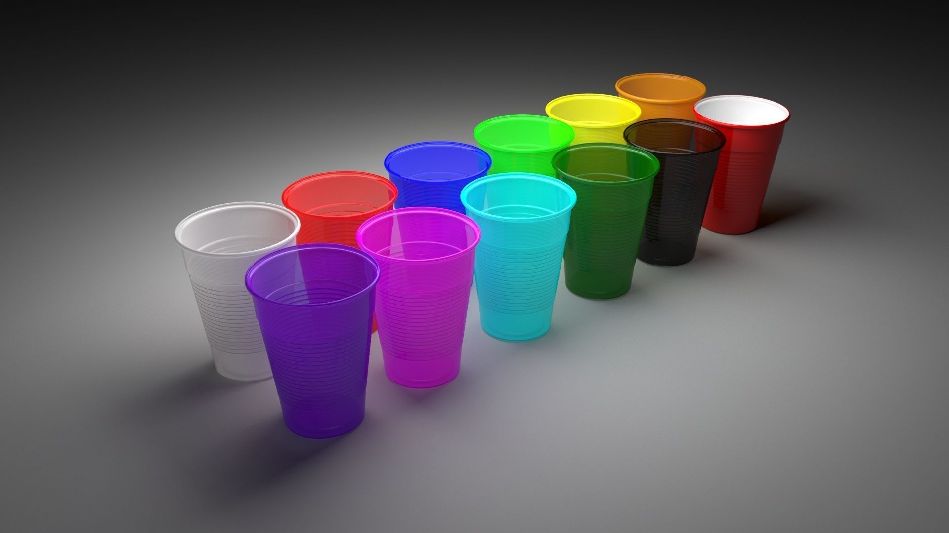 Colored Plastic Cups Set 3D model | CGTrader