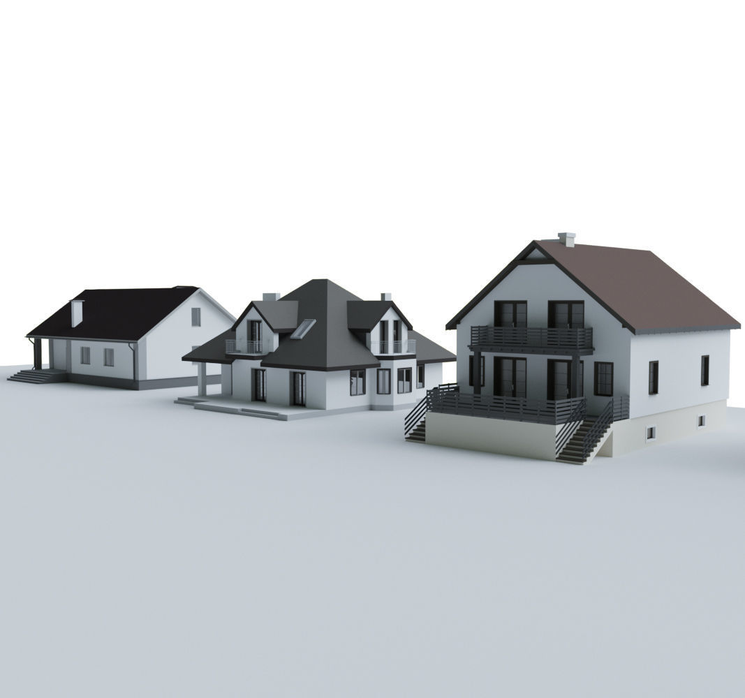 Cottage Houses- 12 Pack Low-poly 3D model | CGTrader