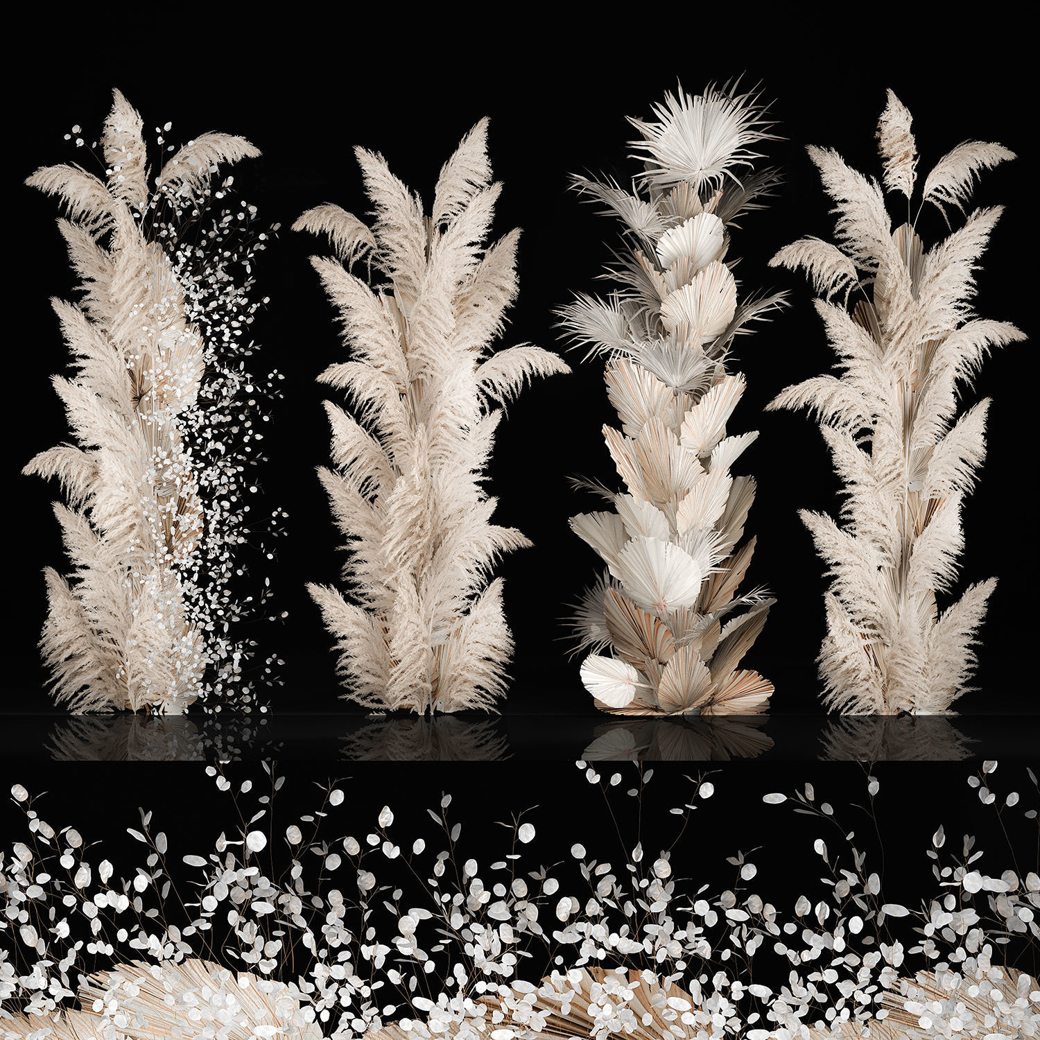 Art Installation Of Dry Branches Dried Flowers 3D model | CGTrader