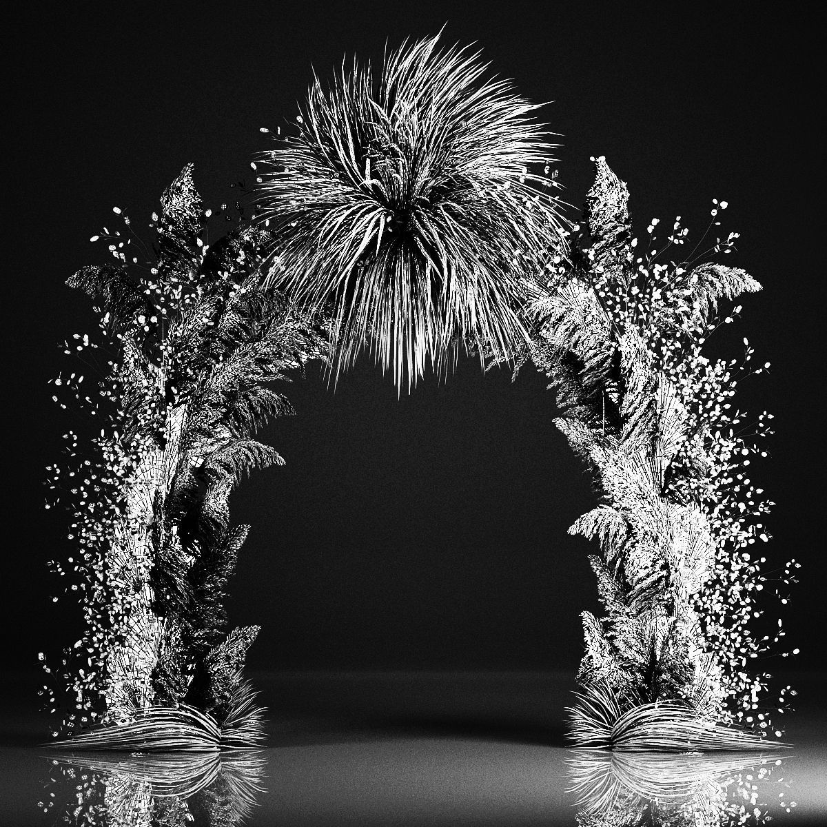 Wedding Arch Made Of Dried Flowers Pampas Grass 3D model | CGTrader