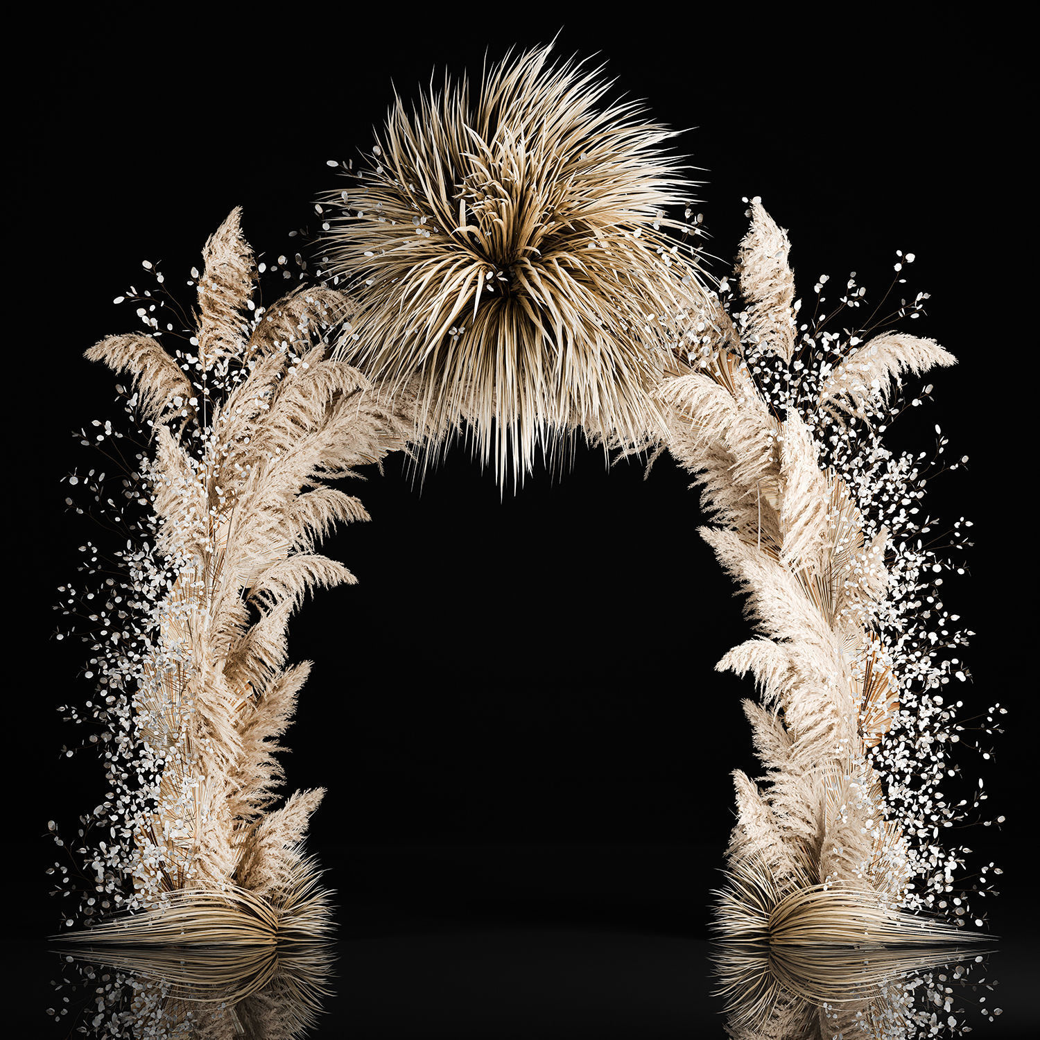 Wedding Arch Made Of Dried Flowers Pampas Grass 3D model | CGTrader