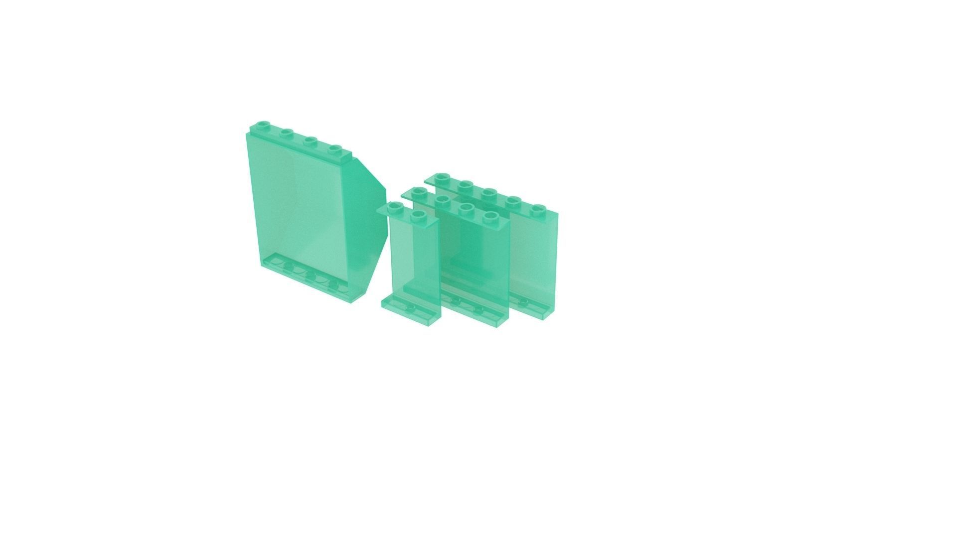 Transparent Turquoise Lego Windows Panels 3D model | CGTrader