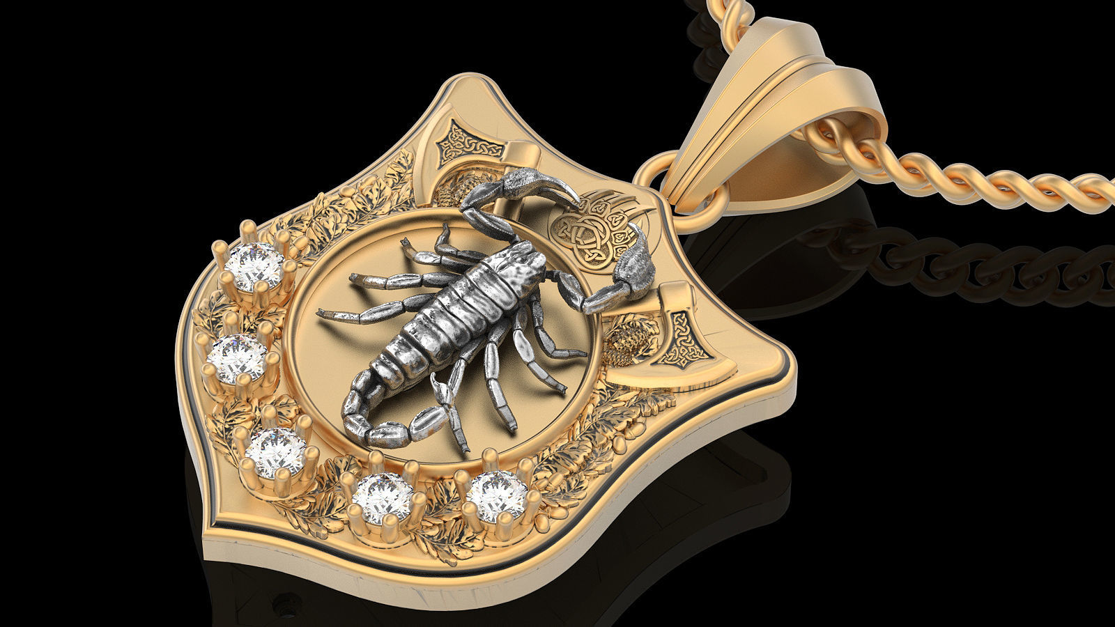 Scorpion shield pendant gold jewelry printable 3D model 3D model 3D ...