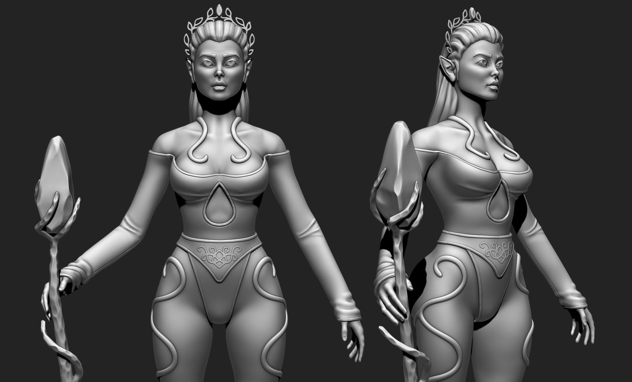 Female Elf Character - Medieval - Fantasy 3D model 3D printable | CGTrader