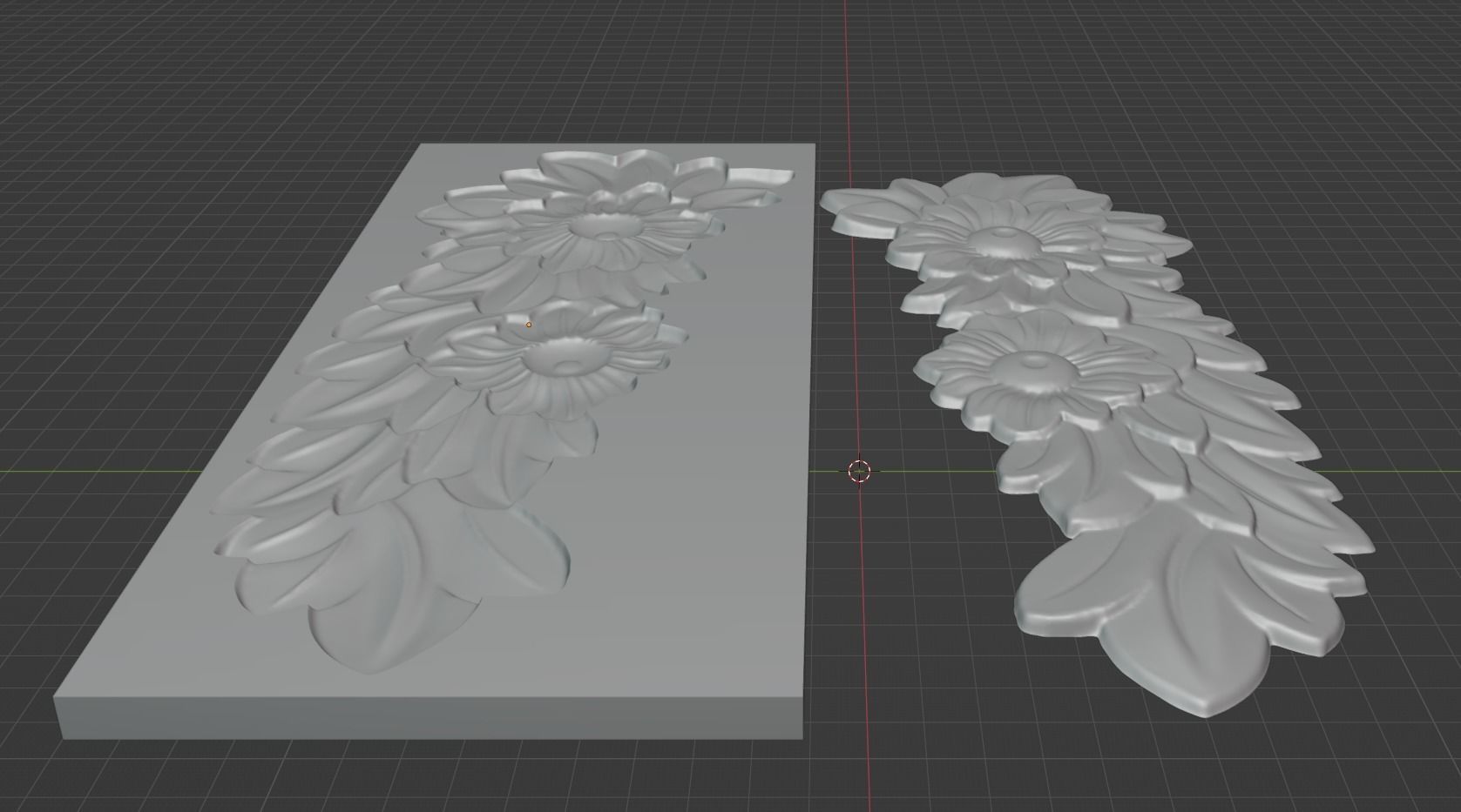 flowers and leaves relief-mold for 3D print and CNC 3D model 3D ...