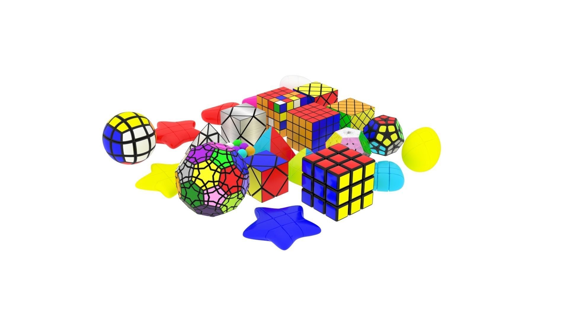 Different Type of Rubiks Cube Collection 3D model | CGTrader