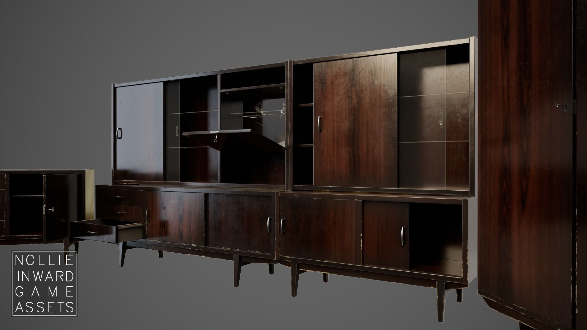 3D Model Collection Soviet Furniture Vol1 - Dark Variants VR / AR / low ...